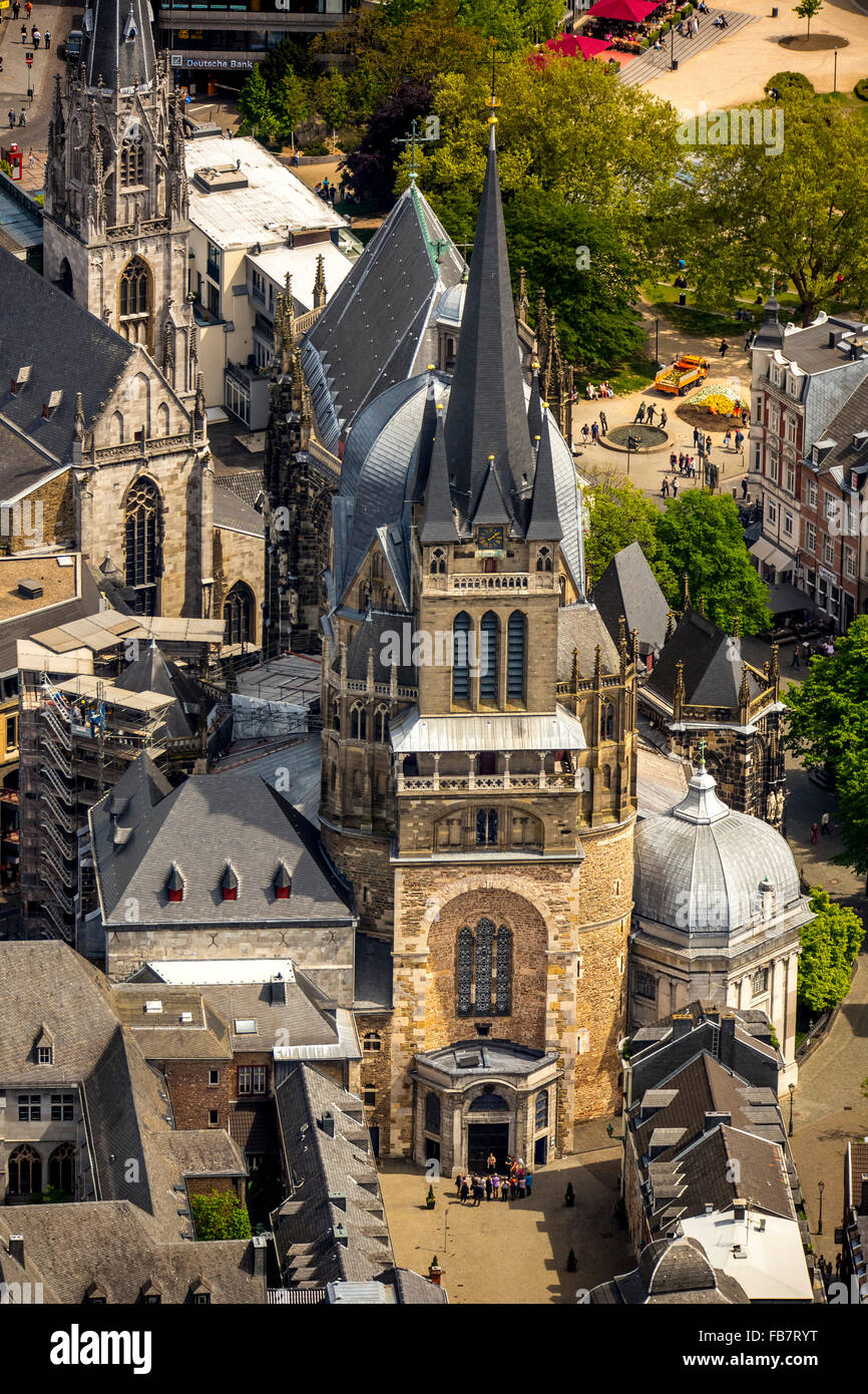Aerial view, Aachen Cathedral, overlooking the central Aachen, Aachen ...