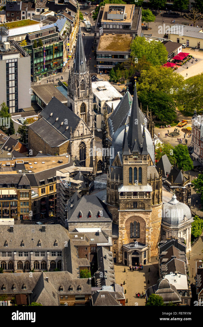 Aerial view, Aachen Cathedral, overlooking the central Aachen, Aachen ...