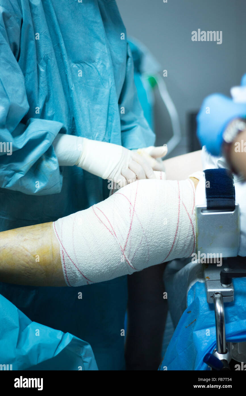 Knee arthroscopy orthopedic surgery operation in hospital emergency ...