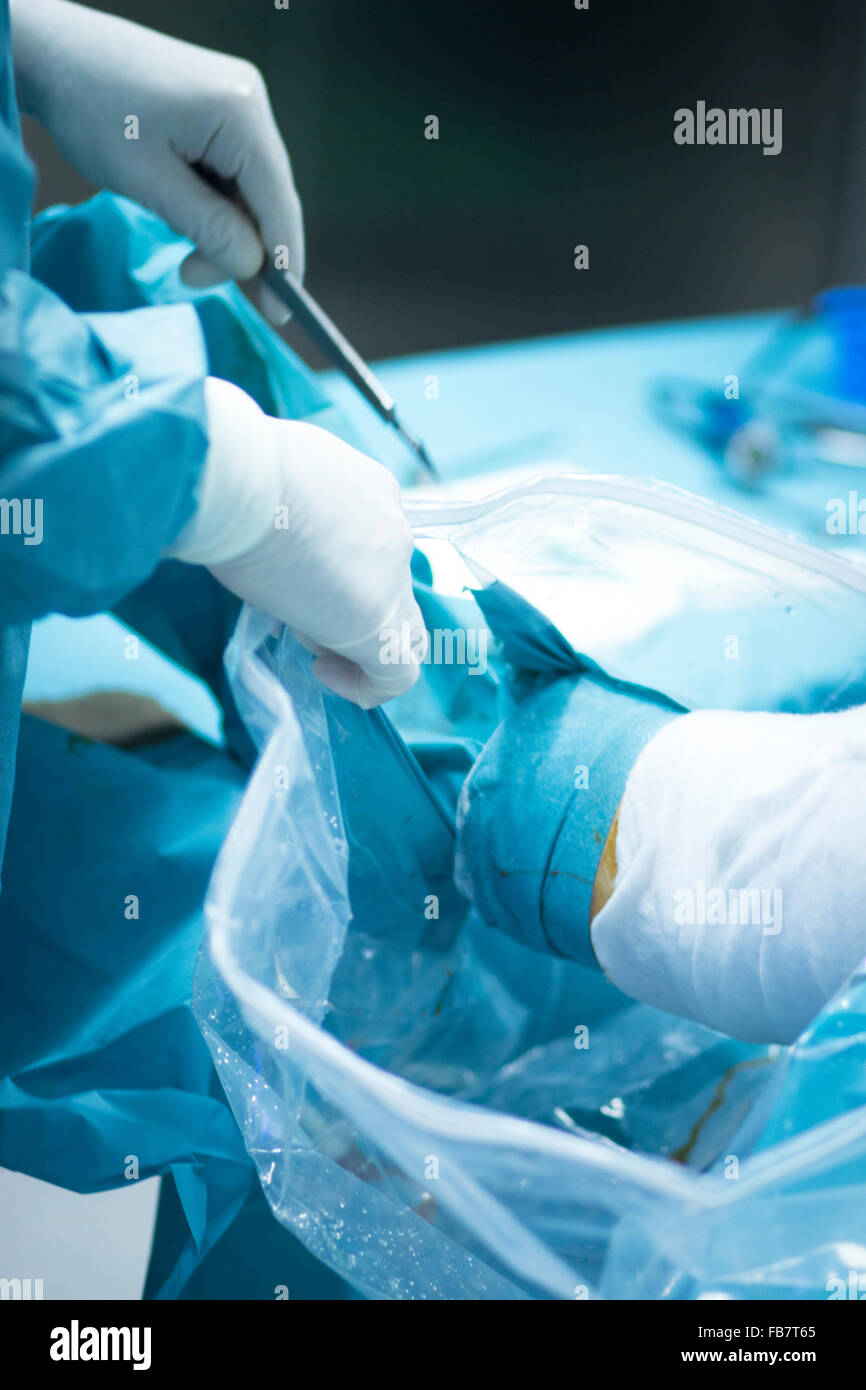 Knee arthroscopy orthopedic surgery operation in hospital emergency ...