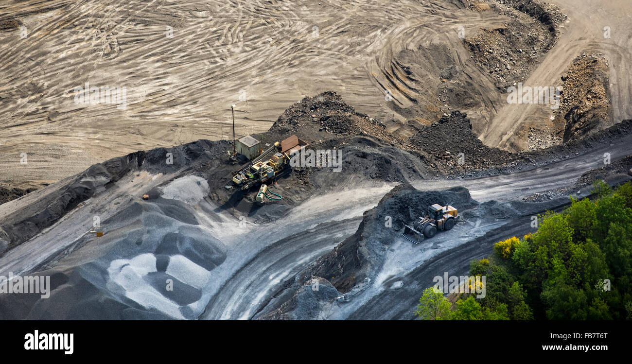 Aerial view, quarry, landscape consumption, limestone mining in the ...