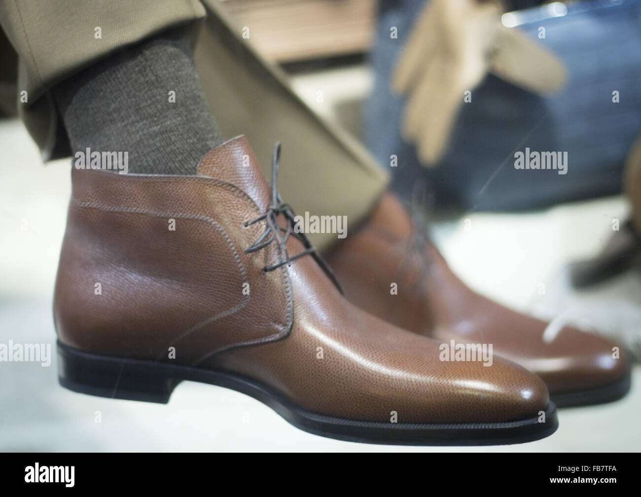 Shoe retail store men's shoes on display in shop window photo Stock ...