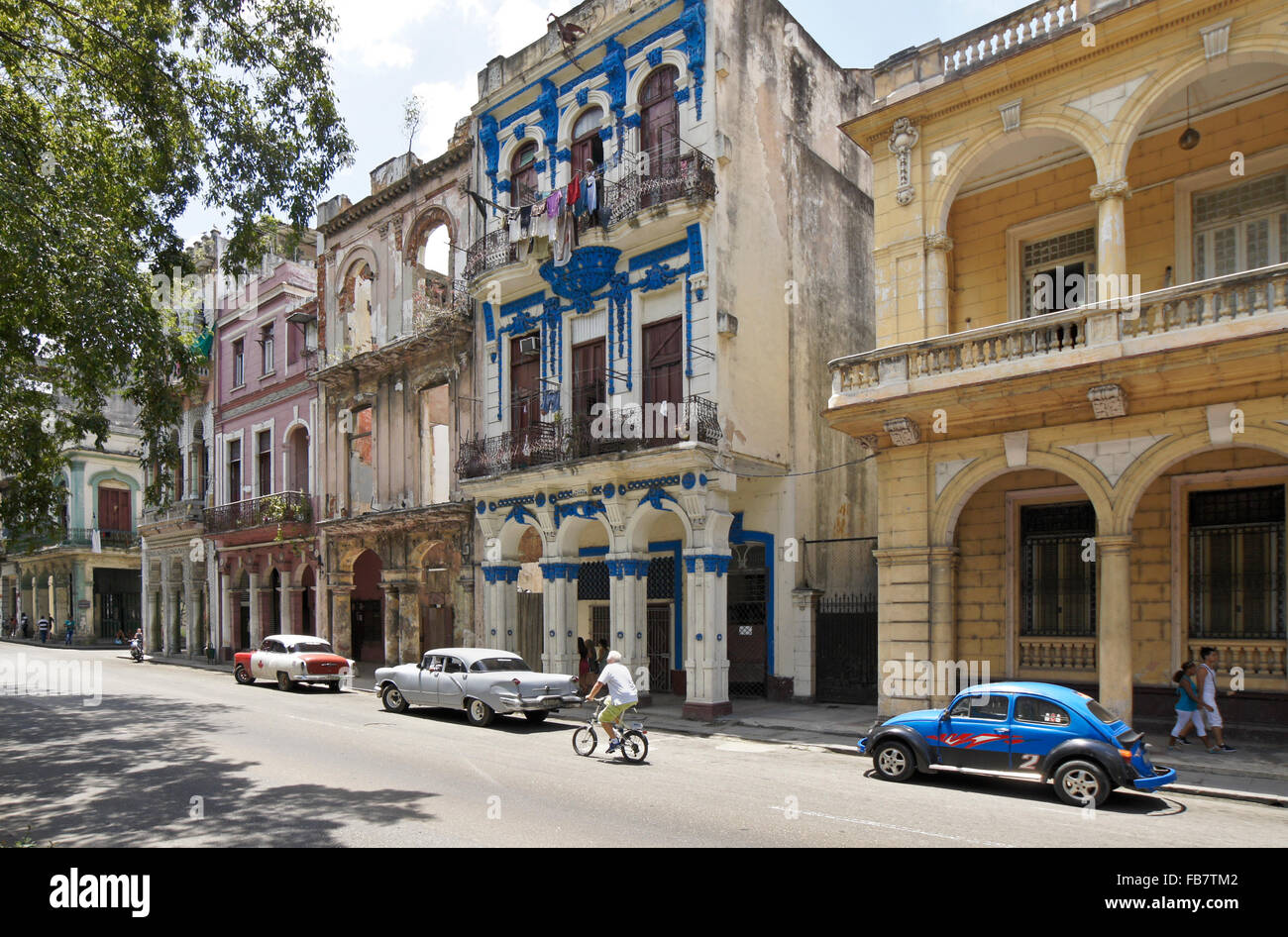 Dilapidated and collapsed buildings along the Prado (Paseo de Marti ...