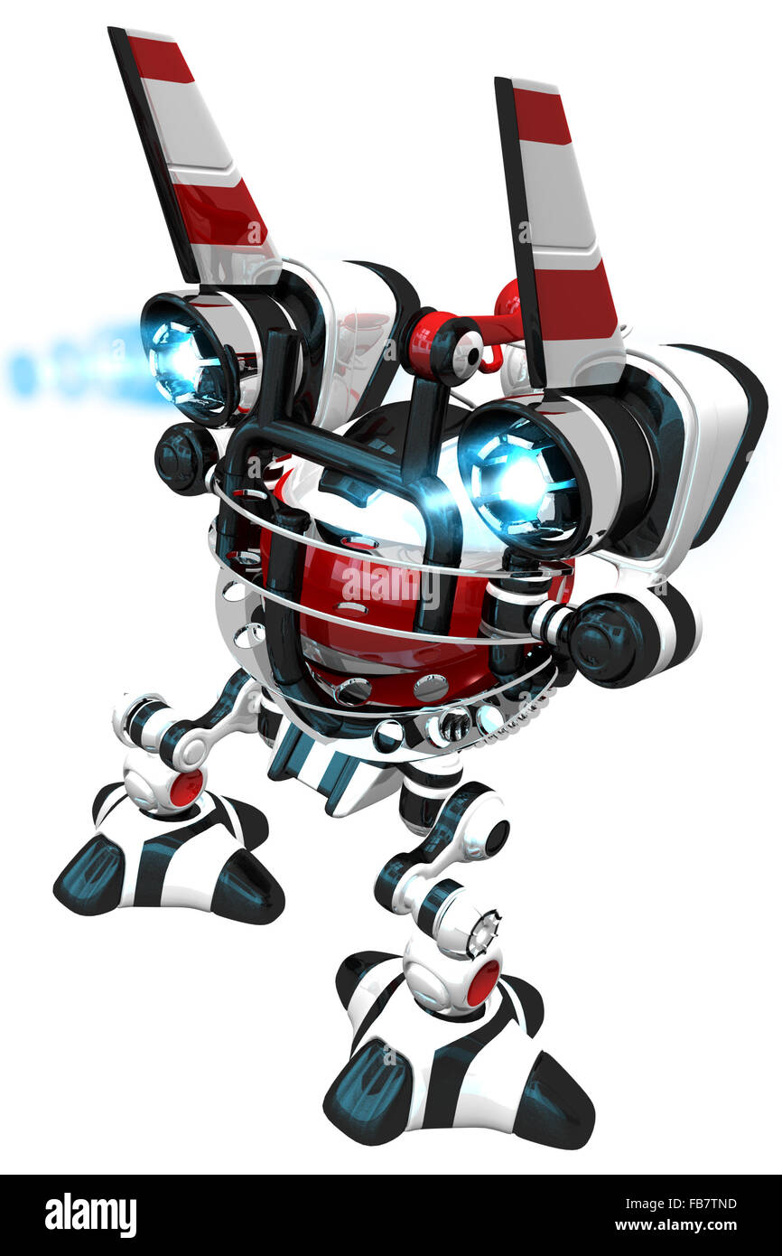 Rear view of robot with ignited jets Stock Photo - Alamy