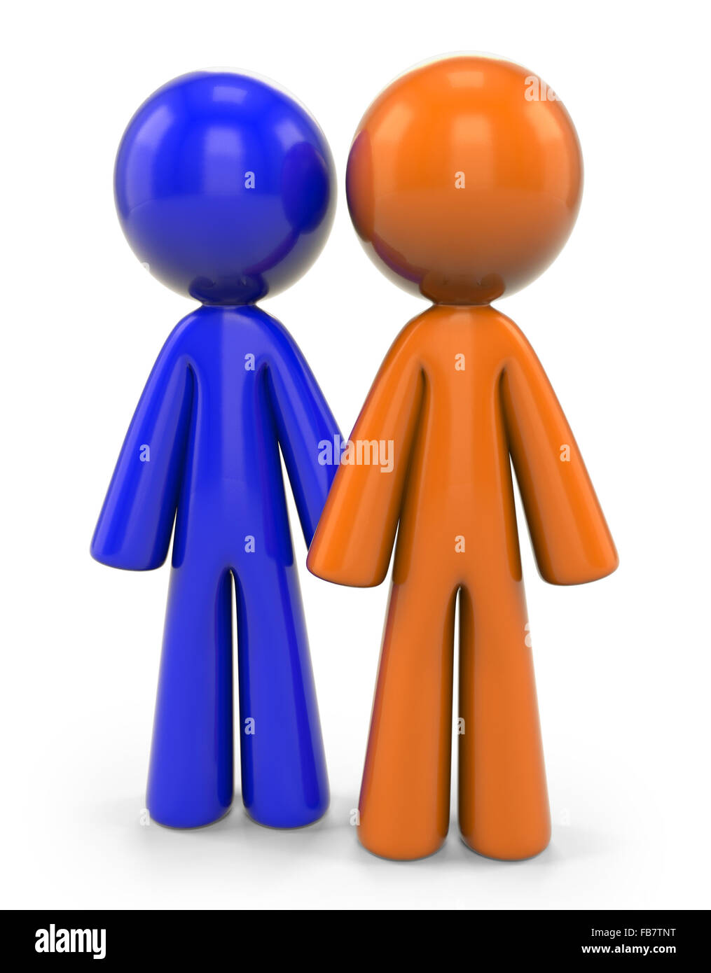An orange and blue man standing side by side. They can be friends or ...