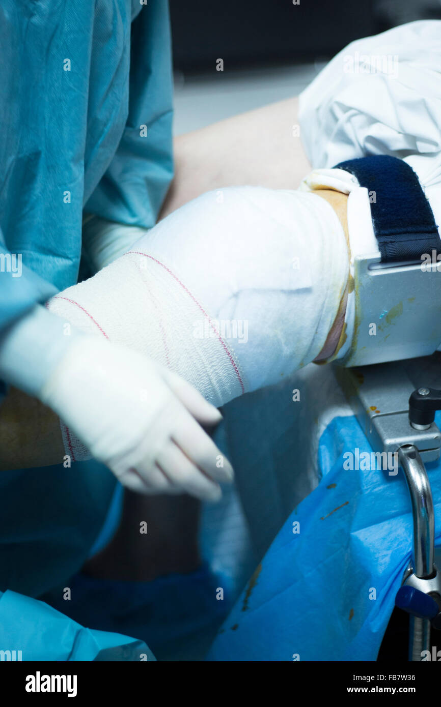 Knee arthroscopy orthopedic surgery operation in hospital emergency ...