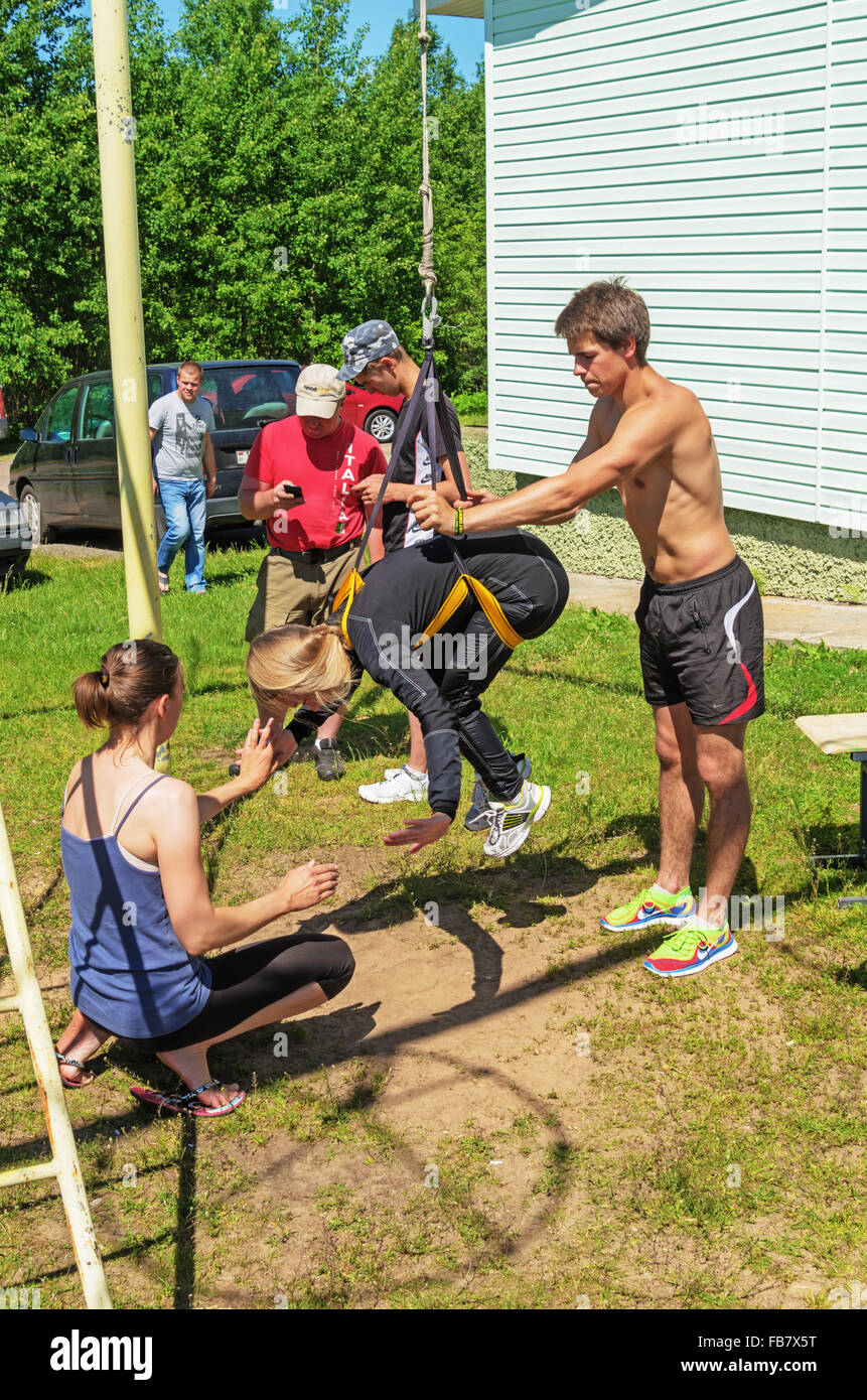 Parachutists - 2015.Training of parachutists in the harness of the ...