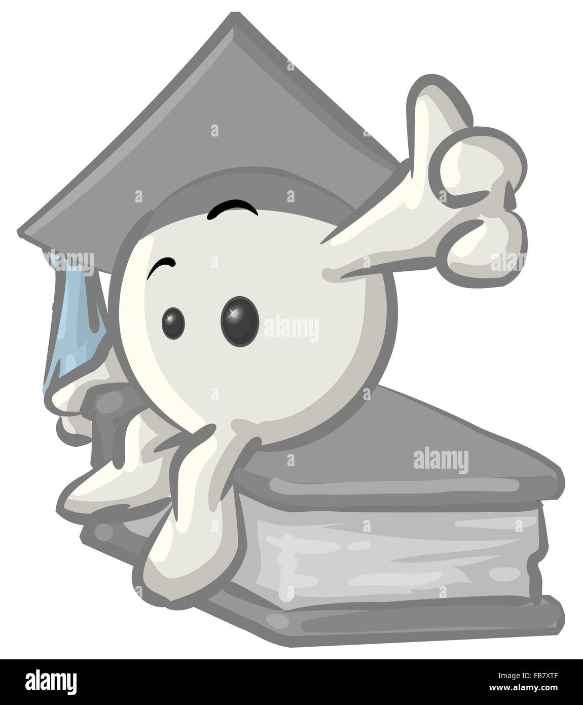 Royalty-free clipart picture of a white konkee character graduate in a ...