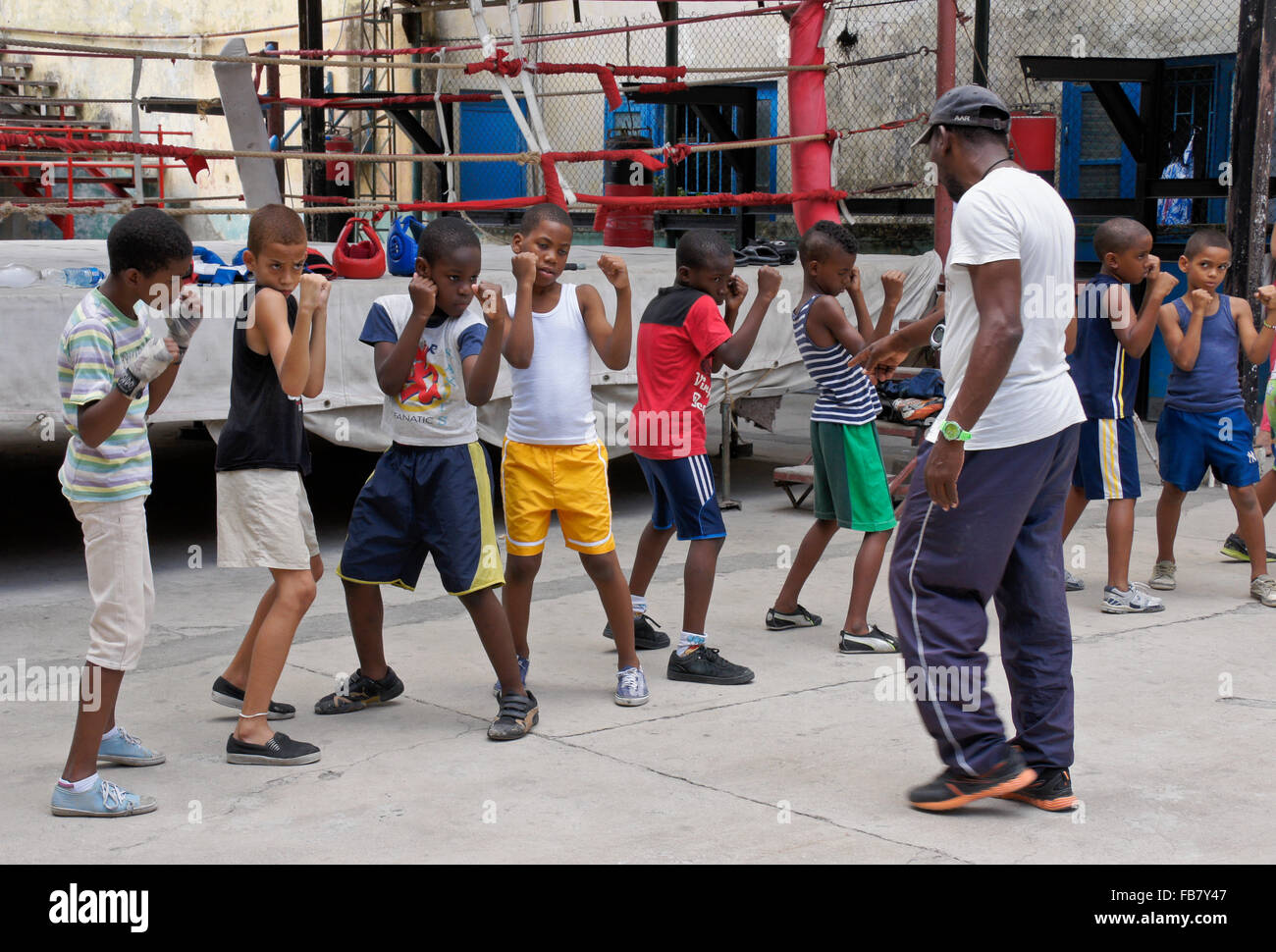 Boys in boxing class at Rafael Trejo gym, Havana, Cuba Stock Photo - Alamy