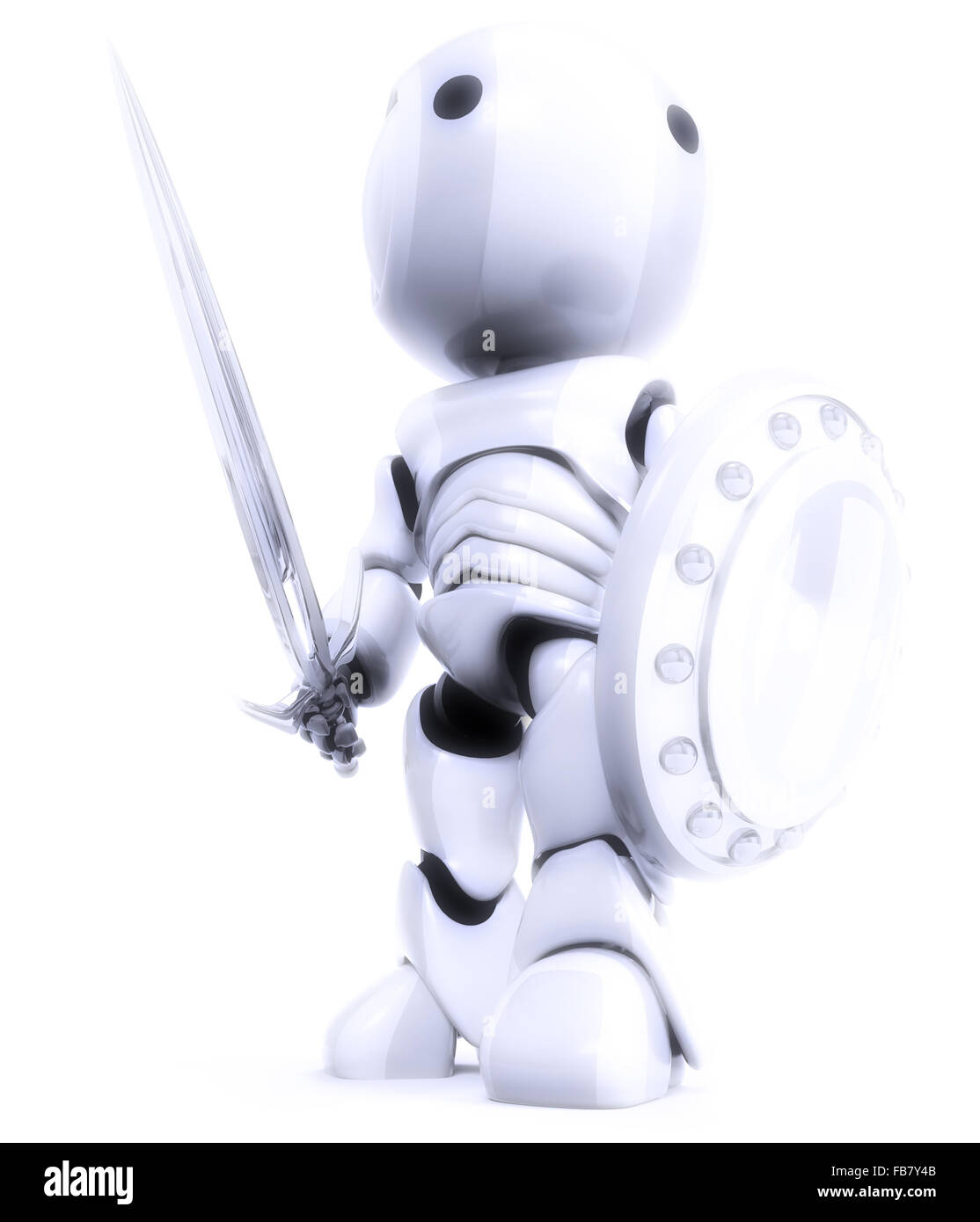 A robot bathed in white light, a symbol of technological purity and ...