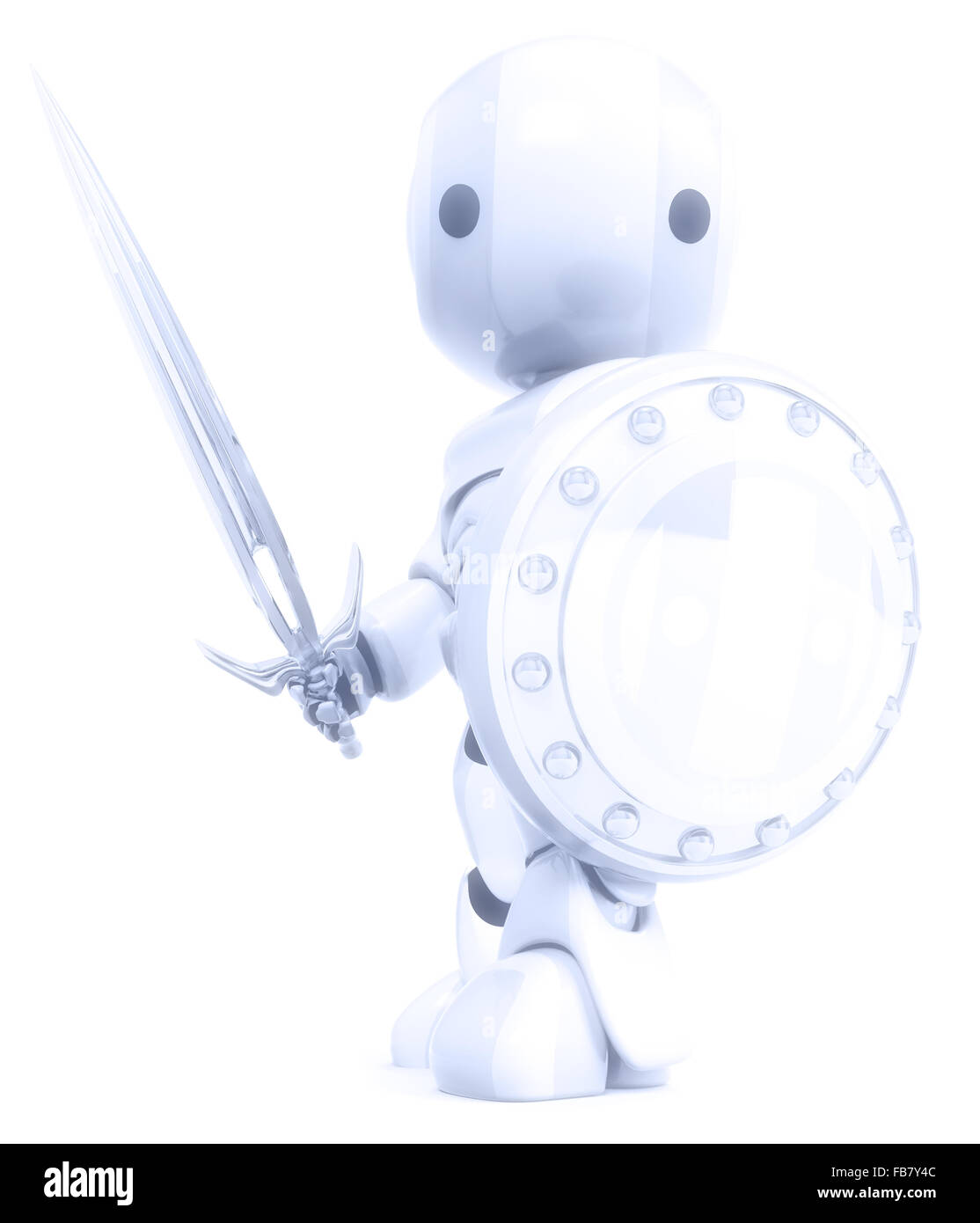 A robot bathed in white light, a symbol of technological purity and ...