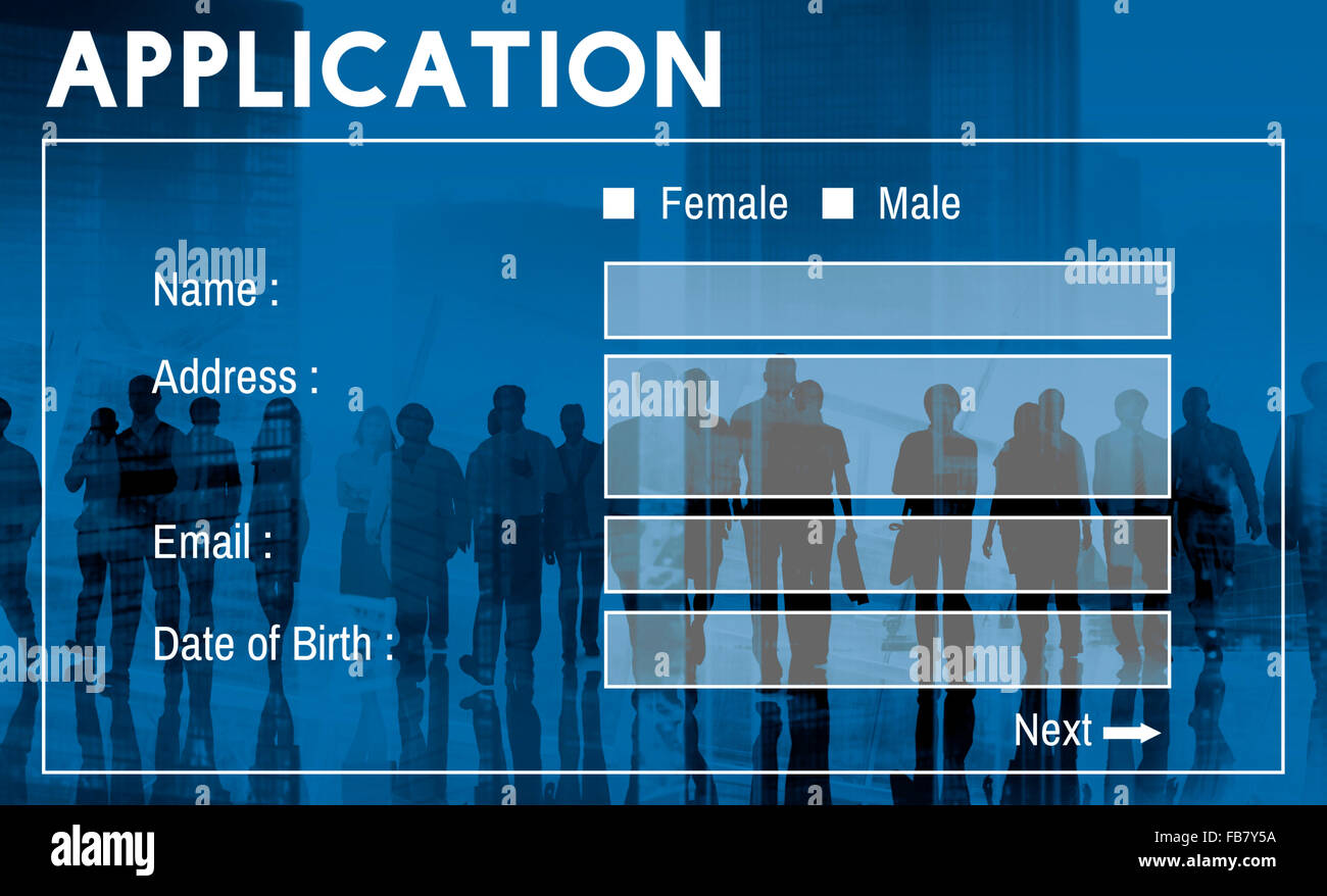 Application Form Interface Webpage Register Concept Stock Photo - Alamy