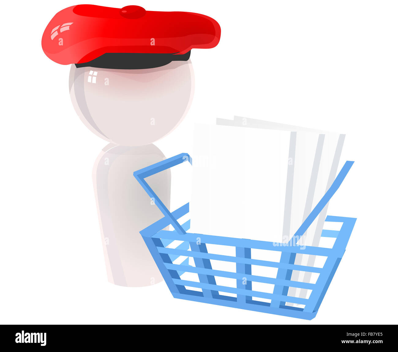Ecommerce icon with beret and blue basket, checkout and cart icon Stock ...
