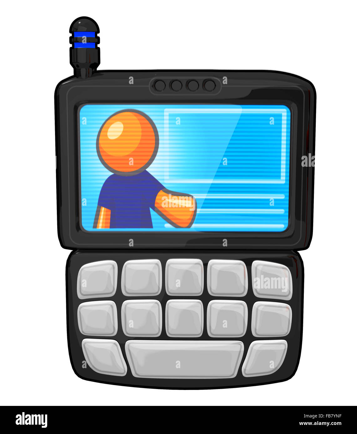 Orange man on the screen of a pda. Area is left blank for your design ...