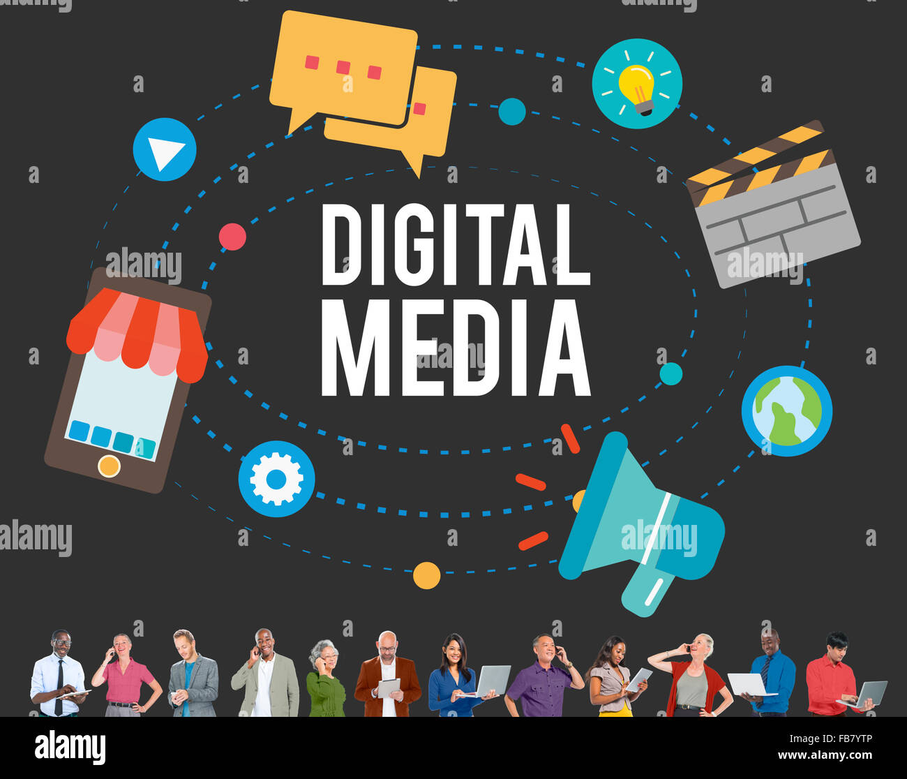 Digital Media Multimedia Networking Internet Concept Stock Photo - Alamy