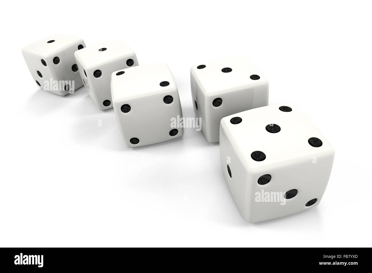 Six dice placed in order, the top numbers being in order of: one, one ...