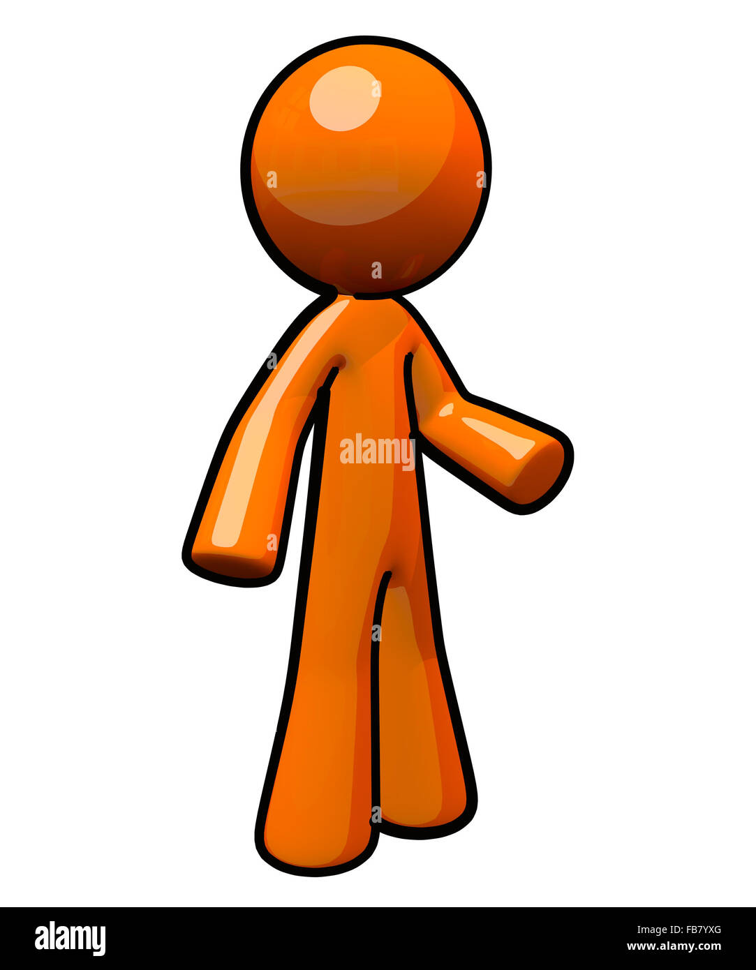 A cute bright little orange man, in a neutral and interesting pose ...