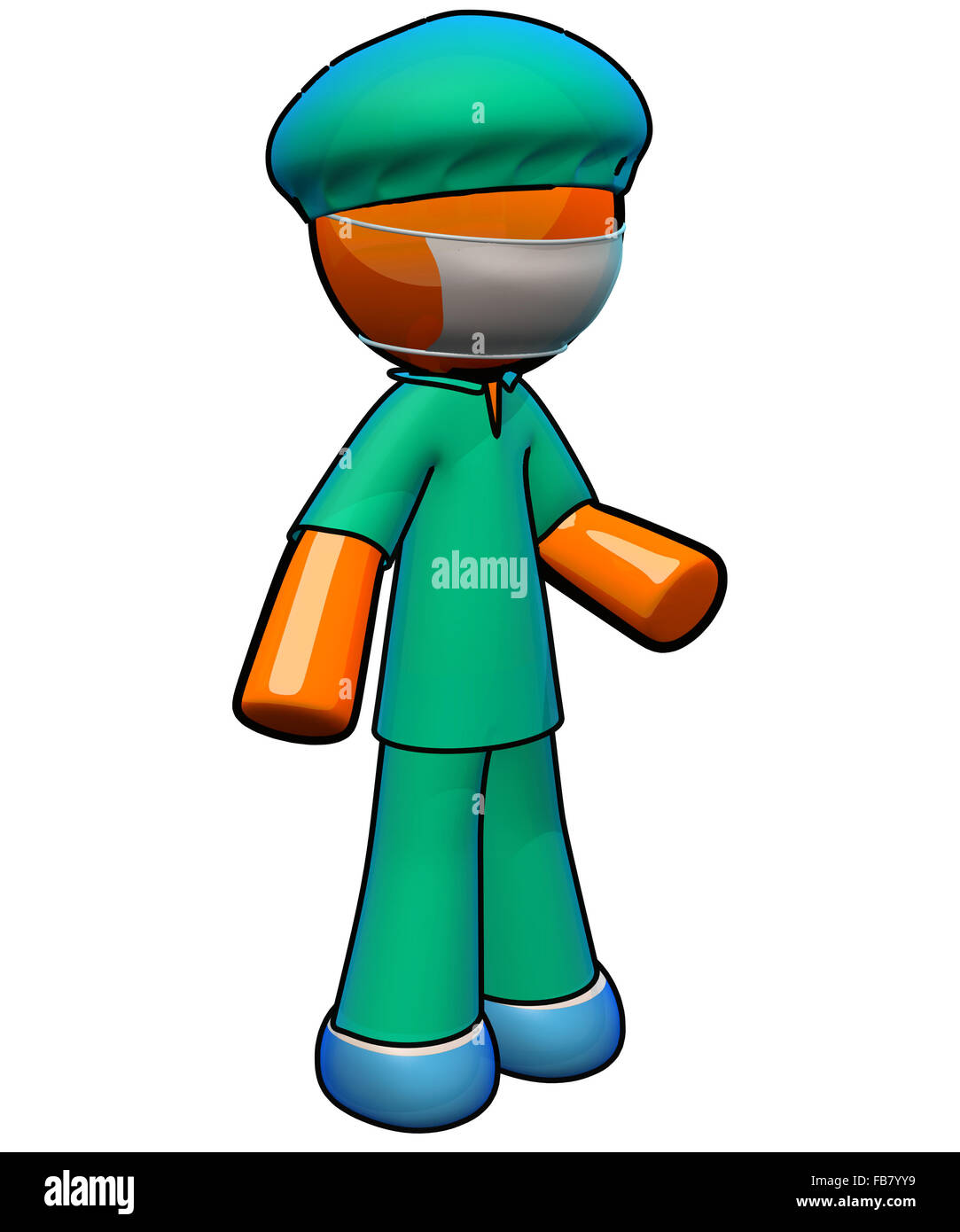 Scrubs, face mask, protective shoe covers. Ready to operate! The orange ...