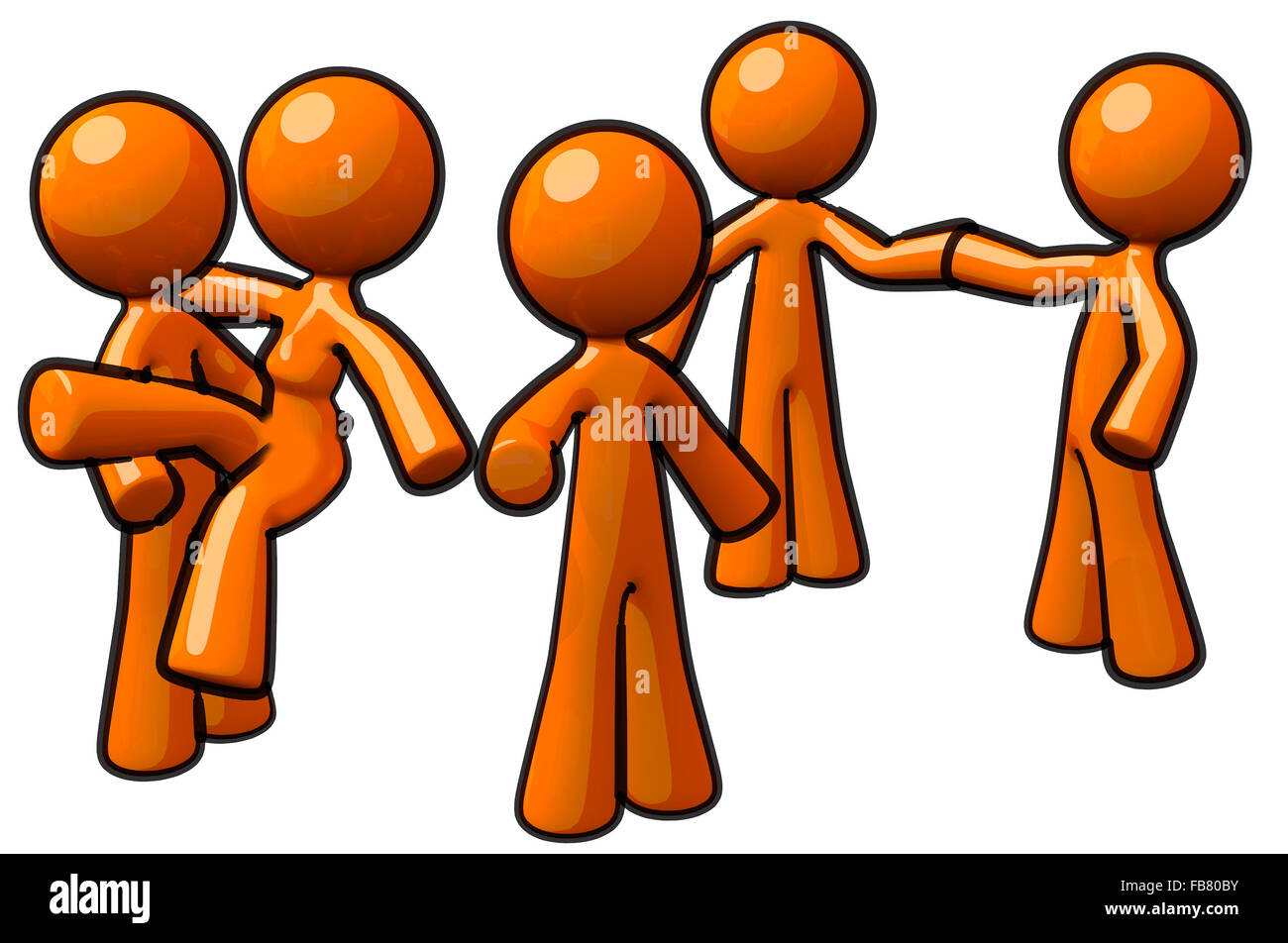 Orange man group of people, concept in teamwork Stock Photo - Alamy