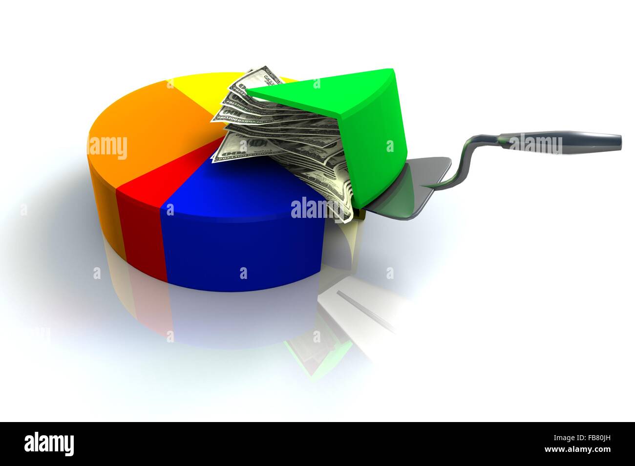 A money pie chart 3d render, an interesting concept in having a piece ...