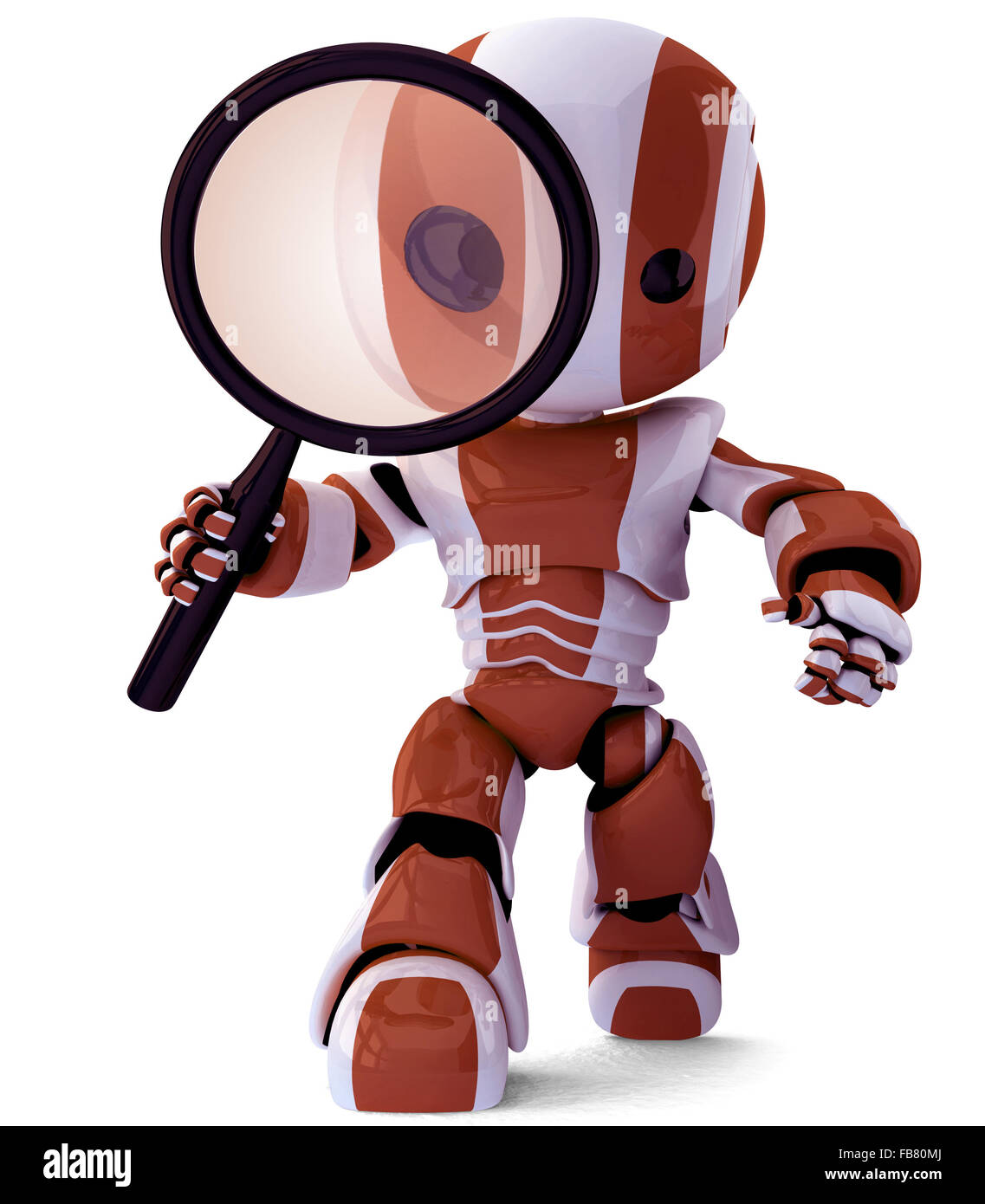 A glossy robot with a magnifying glass inspecting something. A fun ...