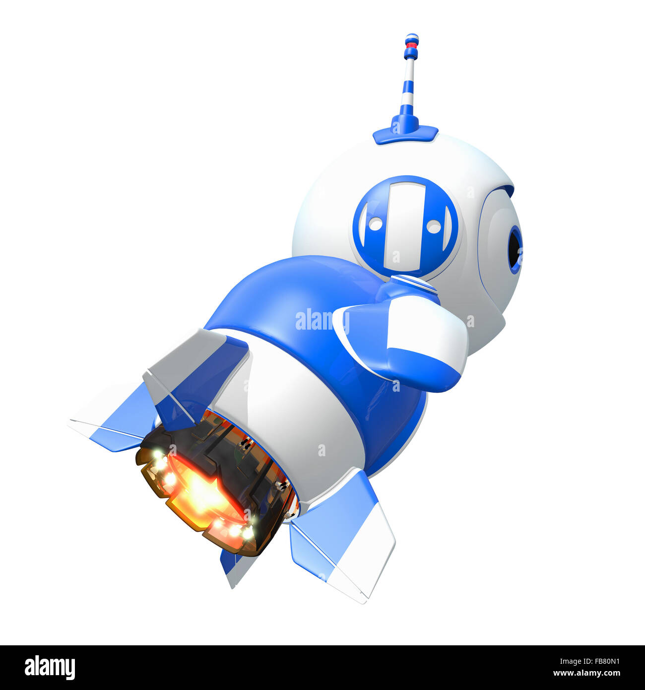 Little blue rocket bot blasting off toward new discoveries Stock Photo ...