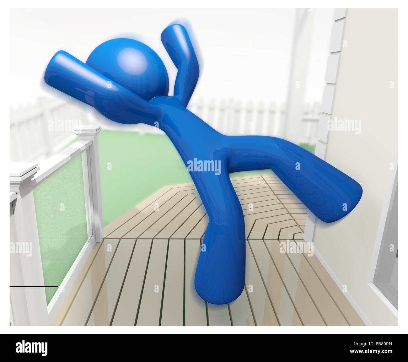 3d blue man falling down and recieving injury illustration Stock Photo ...