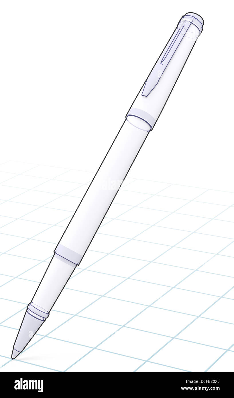 A ballpoint pen technical drawing. Good to illustrate planning and ...