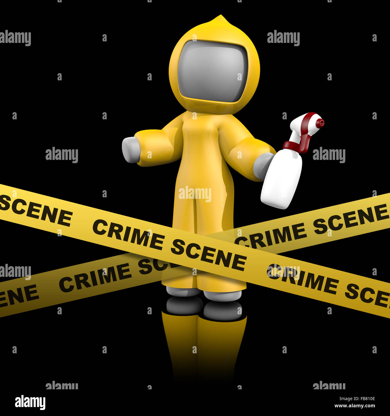 3d lady crime scene cleaner getting ready to clean a crime scene in a ...