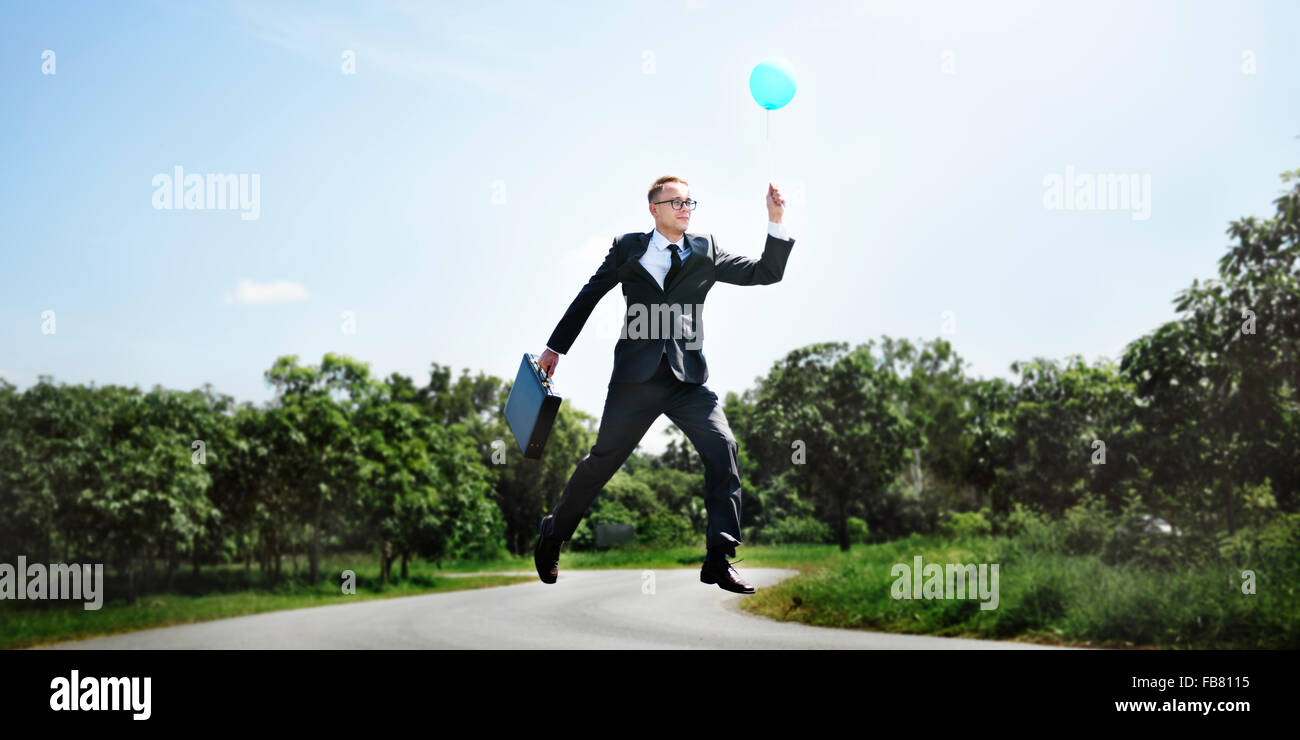 Balloon Executive Flying Success Business Rise Start Concept Stock ...
