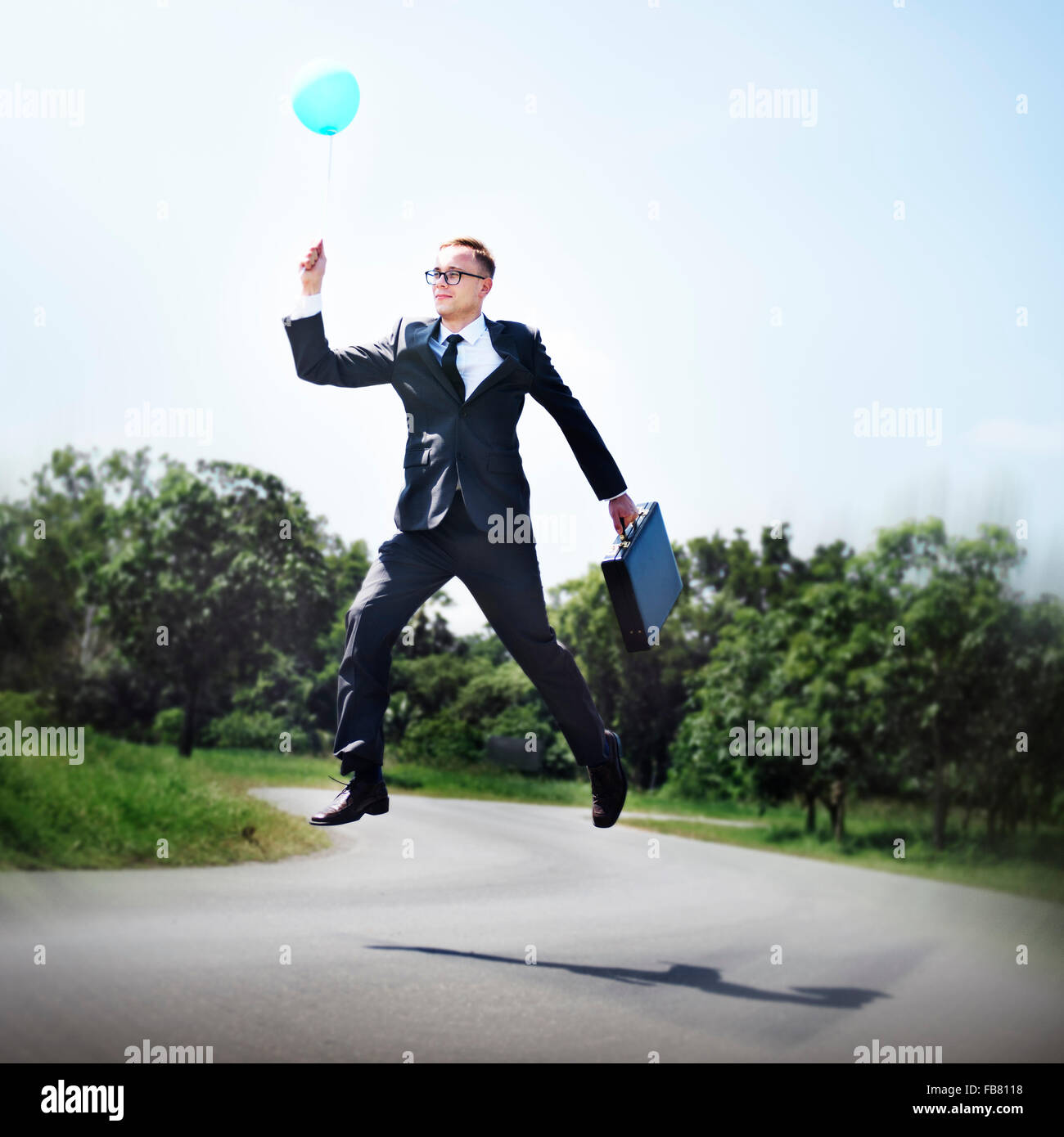 Balloon Executive Flying Success Business Rise Start Concept Stock ...