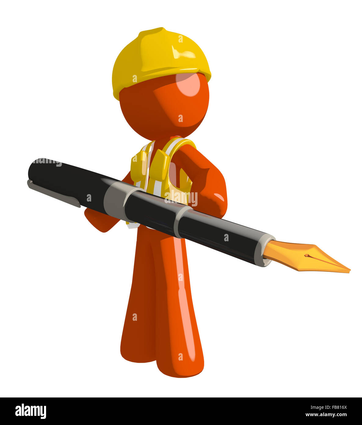 Orange man construction worker Stock Photo - Alamy