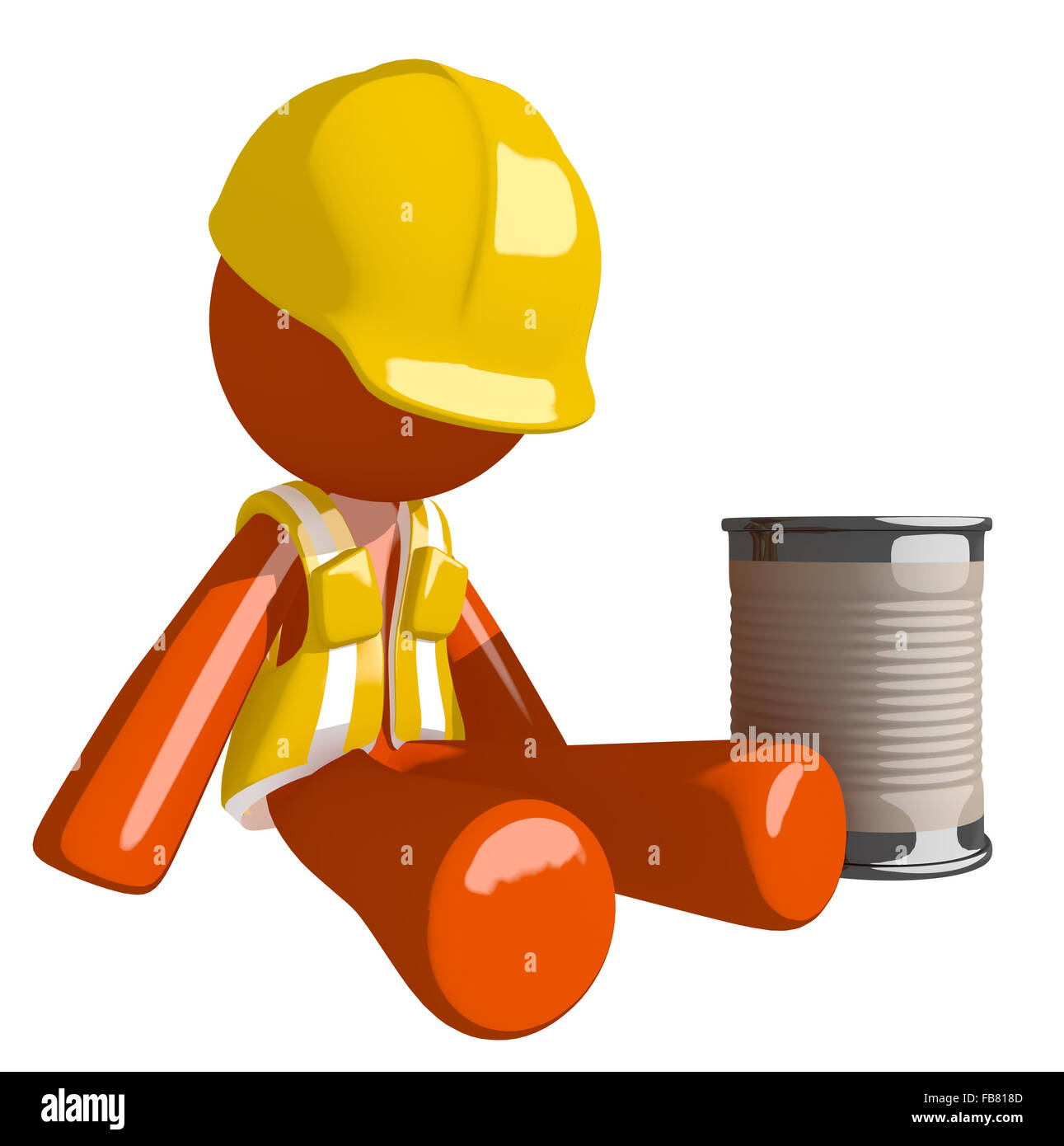 Orange man construction worker beggar Stock Photo - Alamy