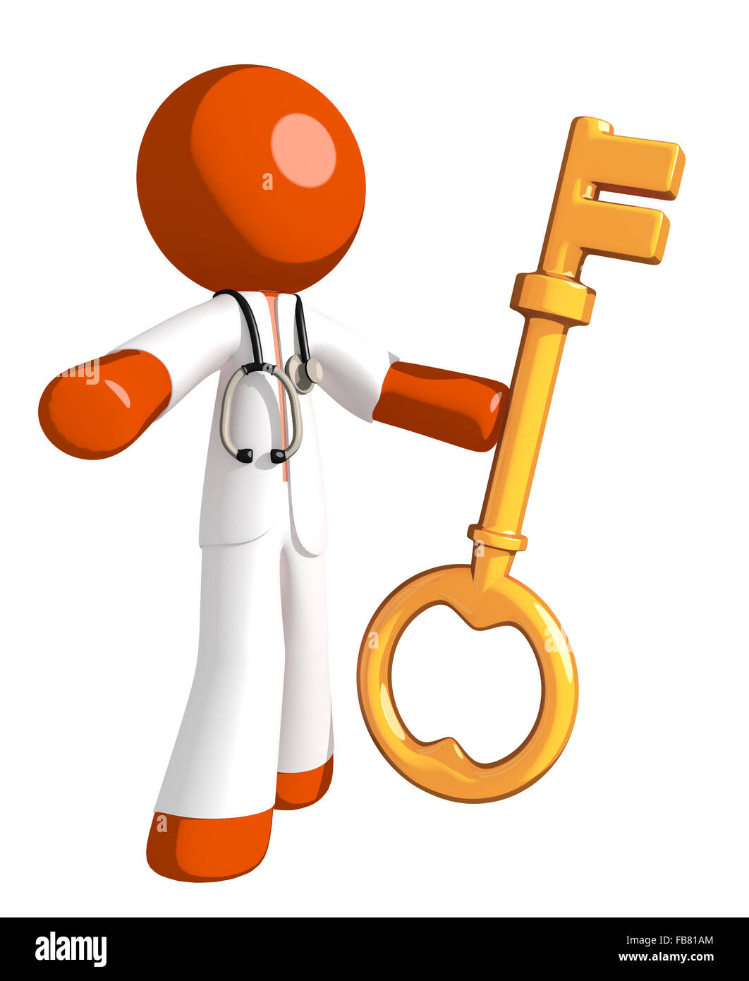 Orange man doctor holding key Stock Photo - Alamy