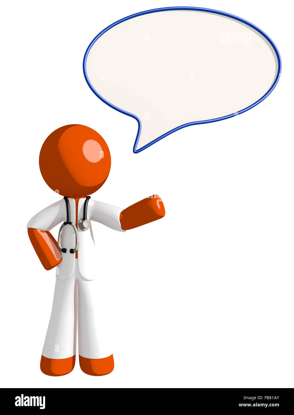 Orange man doctor word bubble Stock Photo - Alamy
