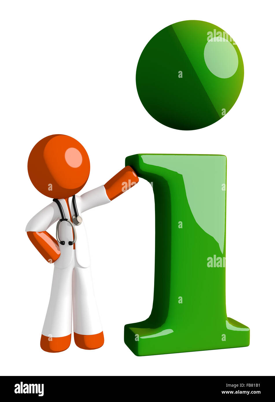 Orange man doctor with large info icon Stock Photo - Alamy