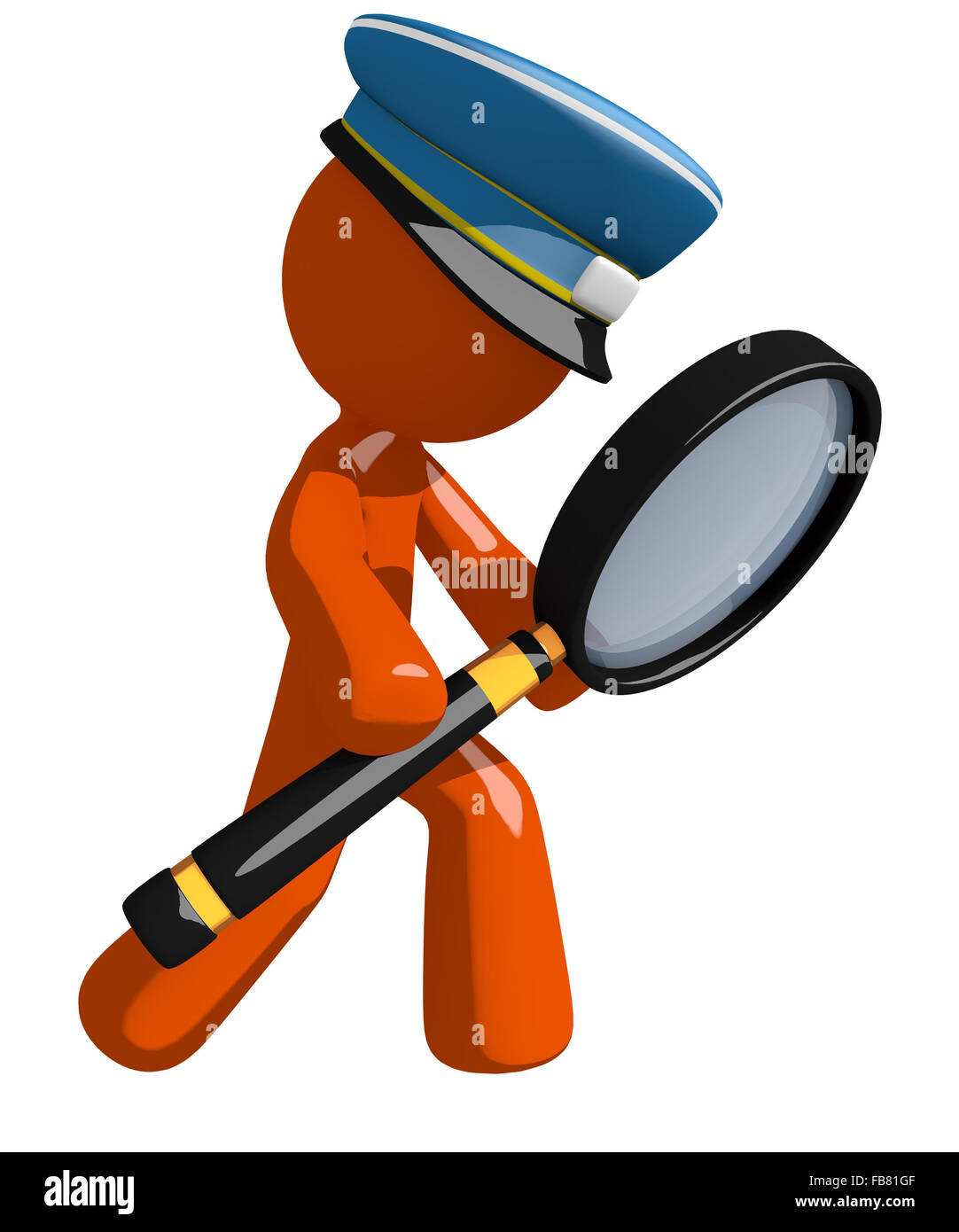 Orange man postal mail worker looking through magnifying glass Stock ...