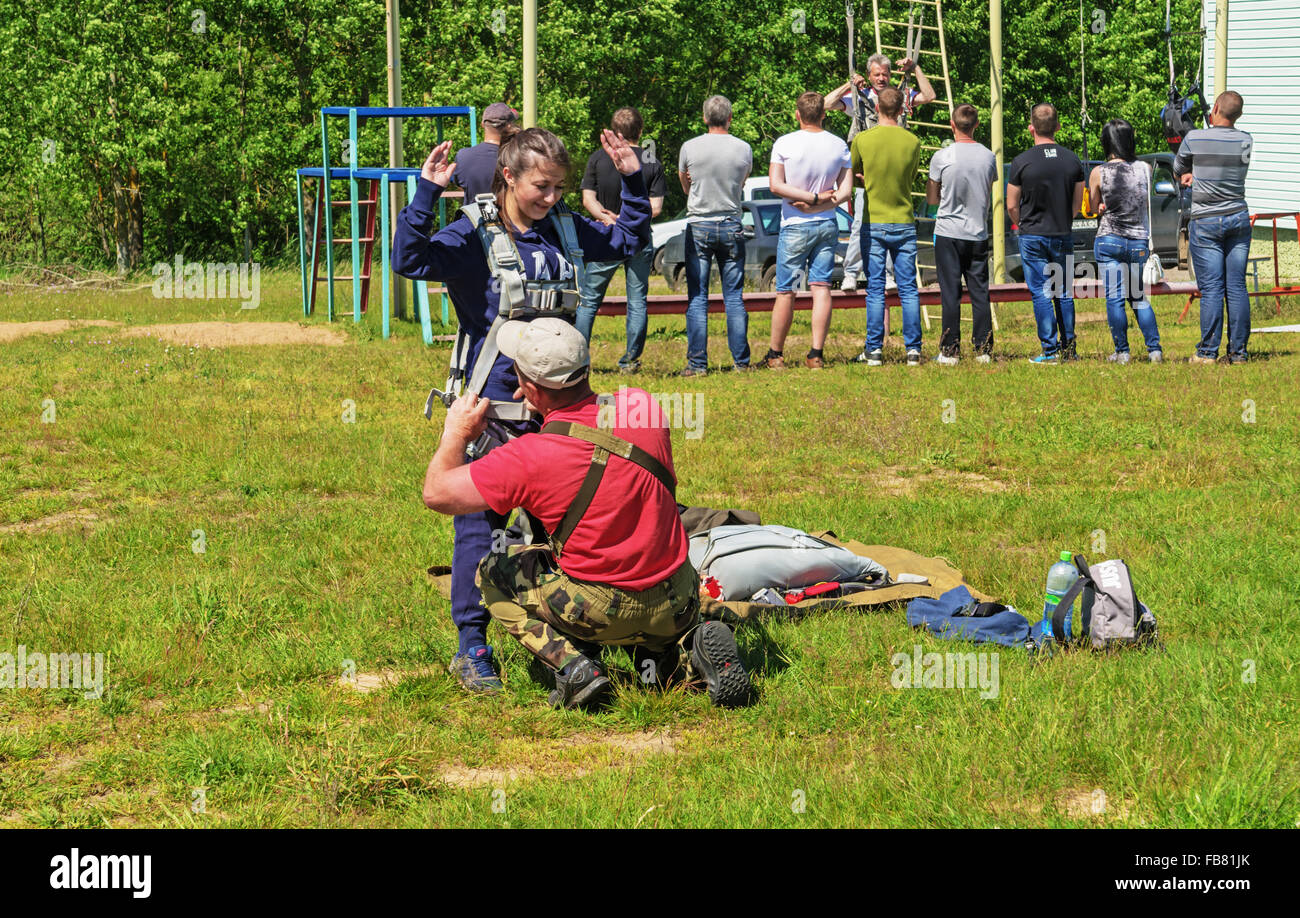 Tandem training parachute jump hi-res stock photography and images - Alamy
