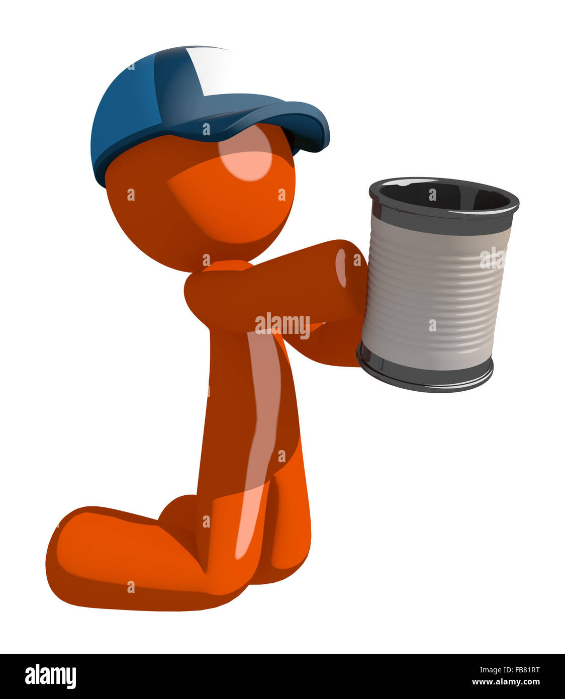 Orange man postal mail worker asking for charity Stock Photo - Alamy
