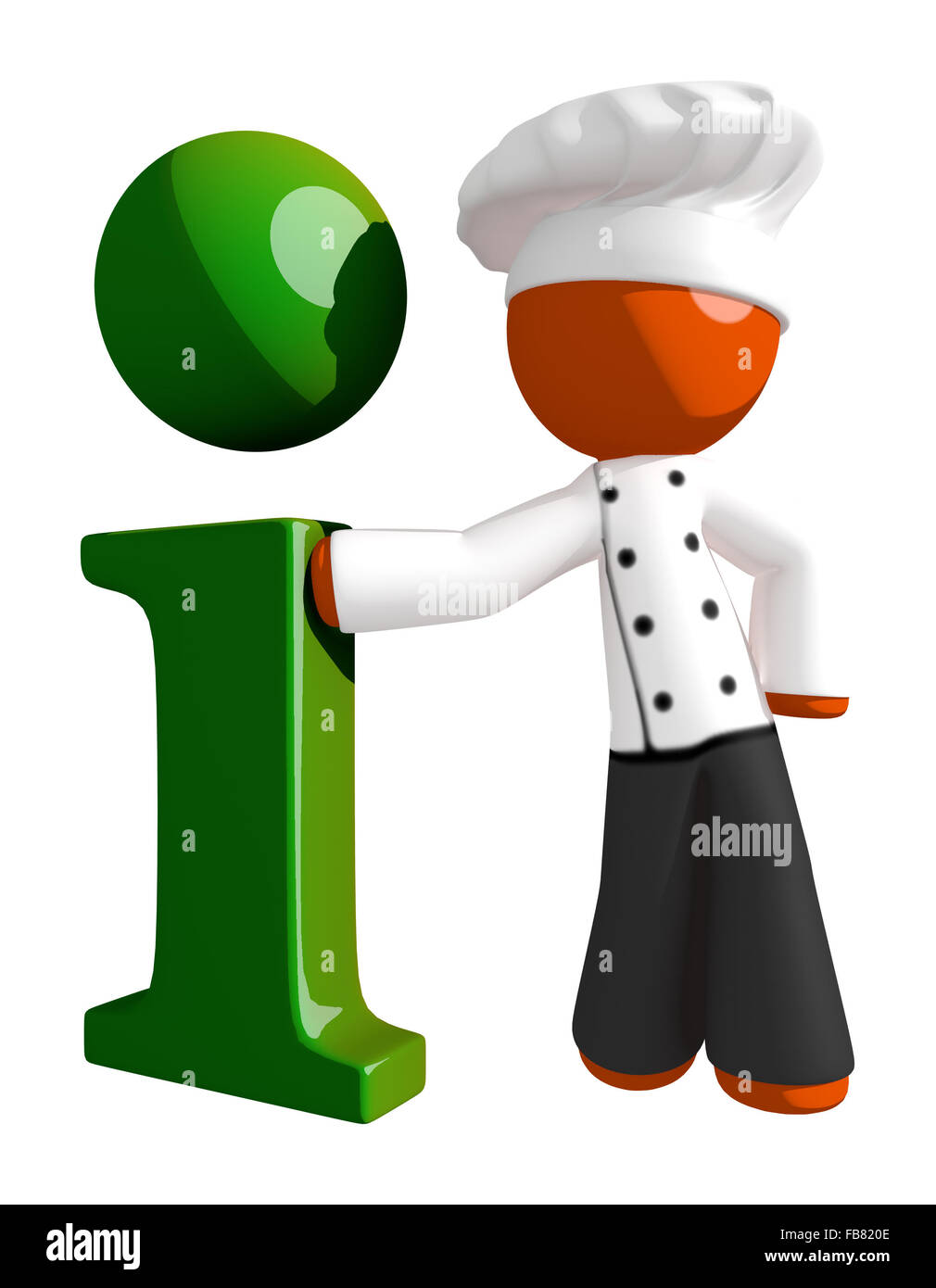 Orange man chef beside info symbol Stock Photo - Alamy