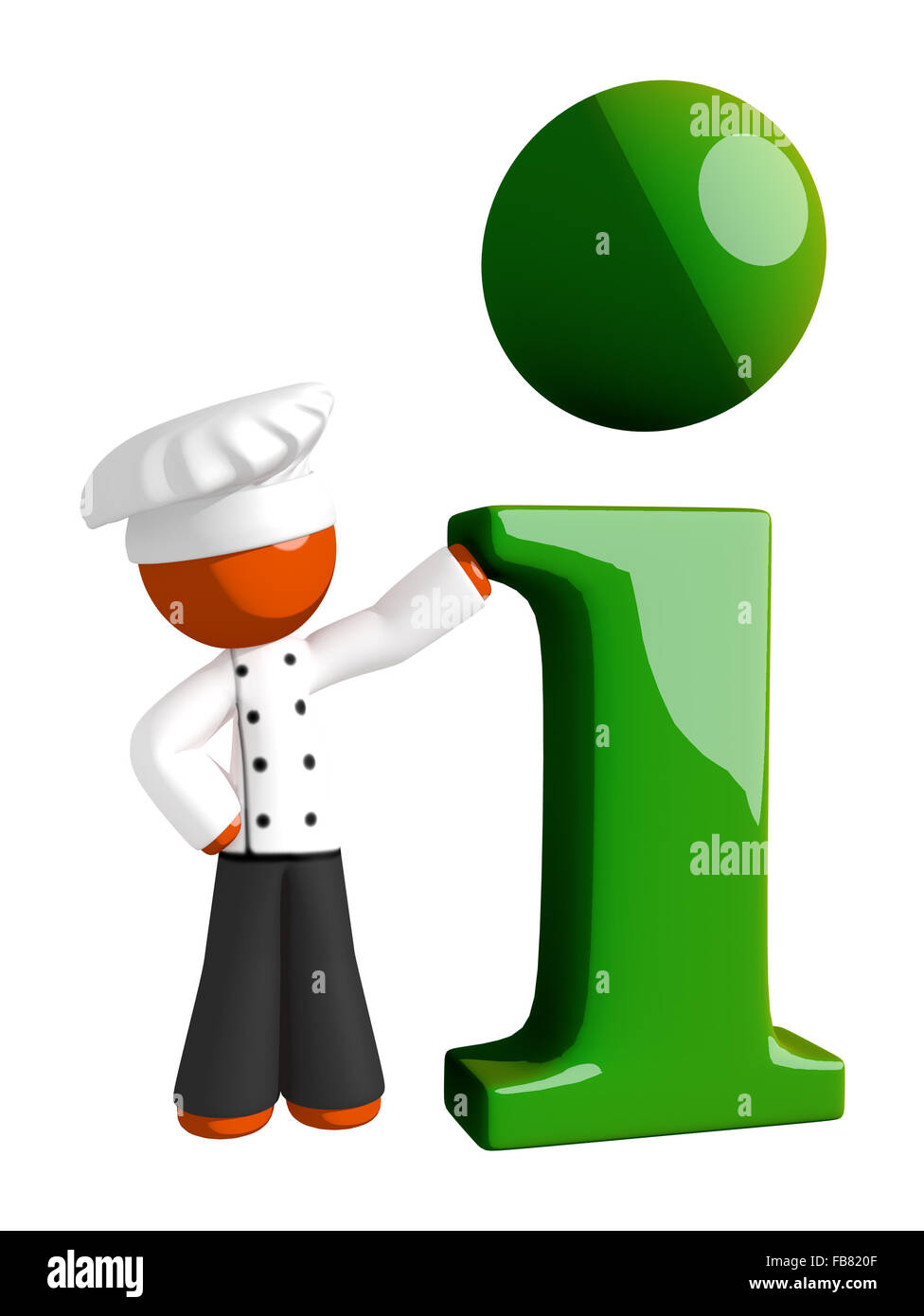 Orange man chef beside large info symbol Stock Photo - Alamy