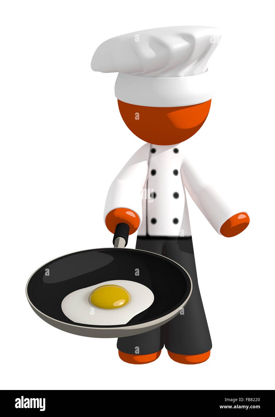Orange man chef with frying pan and egg Stock Photo - Alamy
