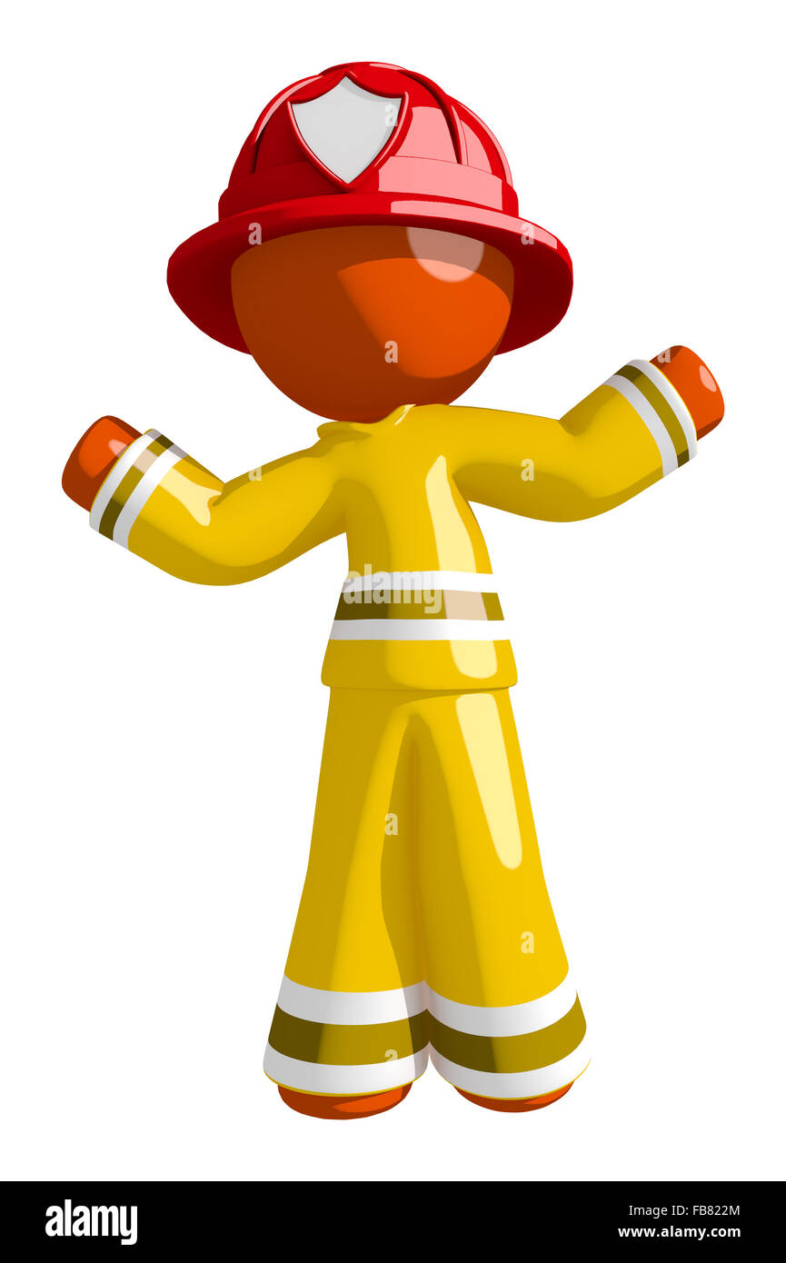 Orange man firefighter confused Stock Photo - Alamy