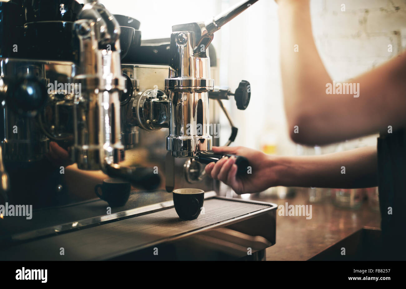 Barista Cafe Making Coffee Preparation Service Concept Stock Photo - Alamy