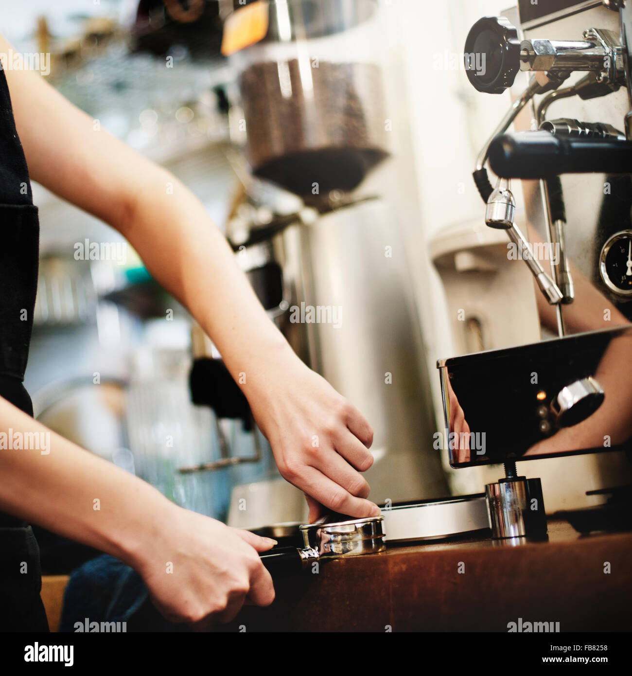 Barista Cafe Making Coffee Preparation Service Concept Stock Photo - Alamy