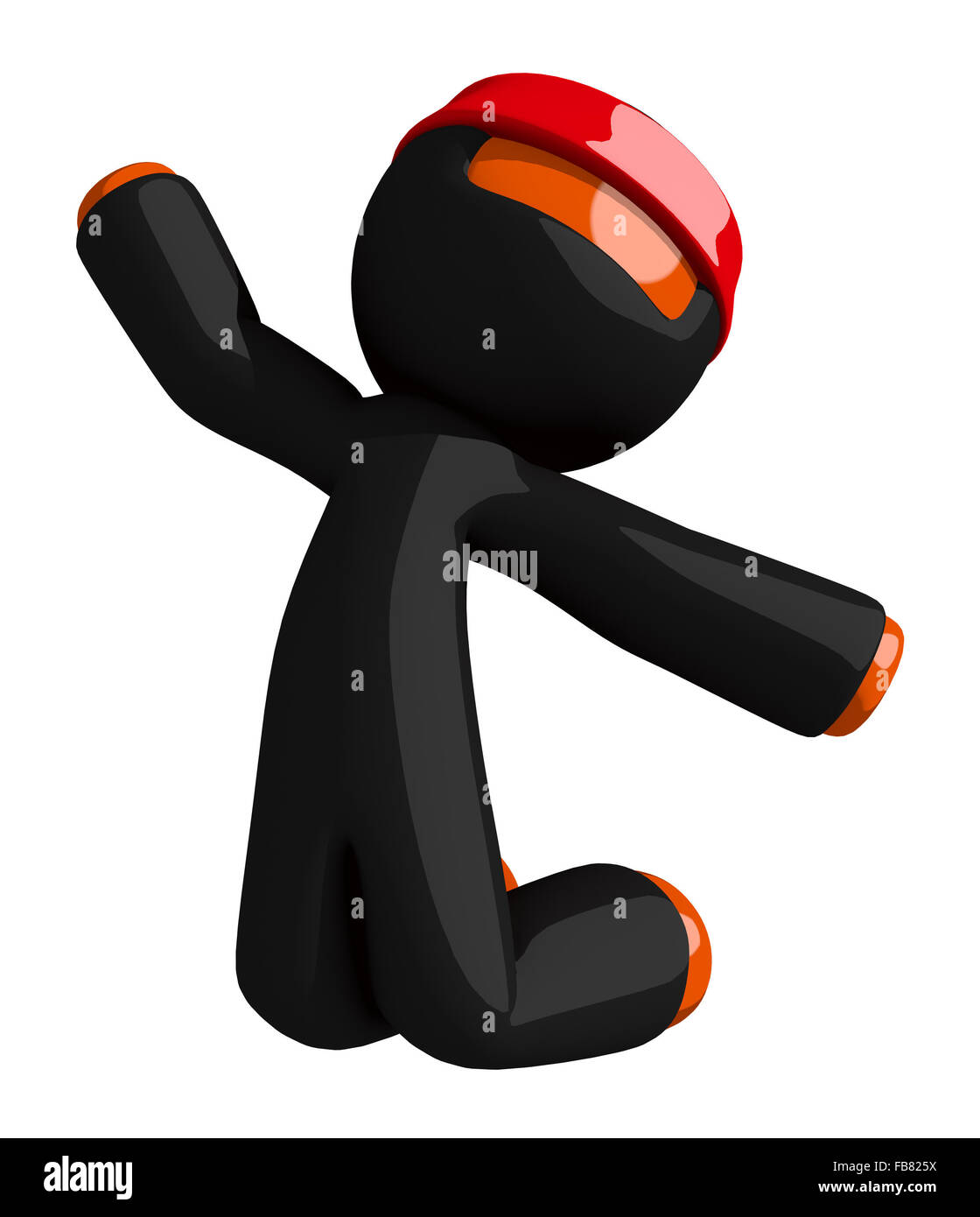 Orange man ninja warrior jumping Stock Photo - Alamy