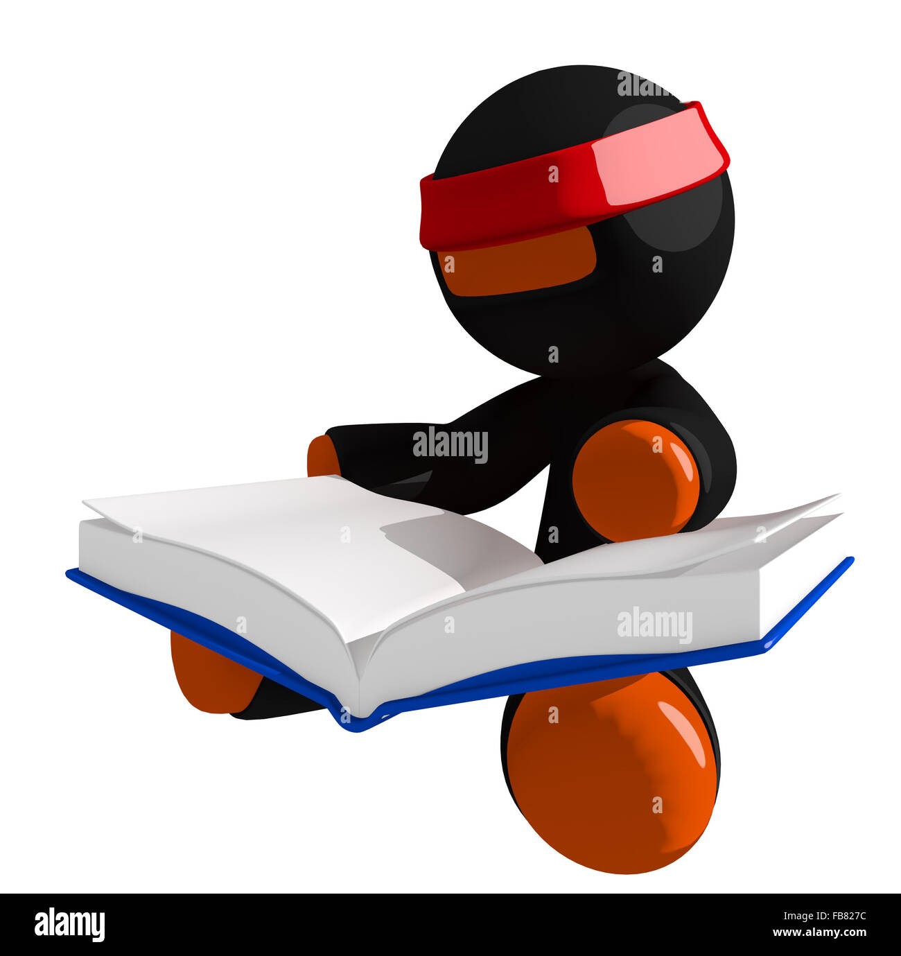 Orange man ninja warrior sitting reading book Stock Photo - Alamy