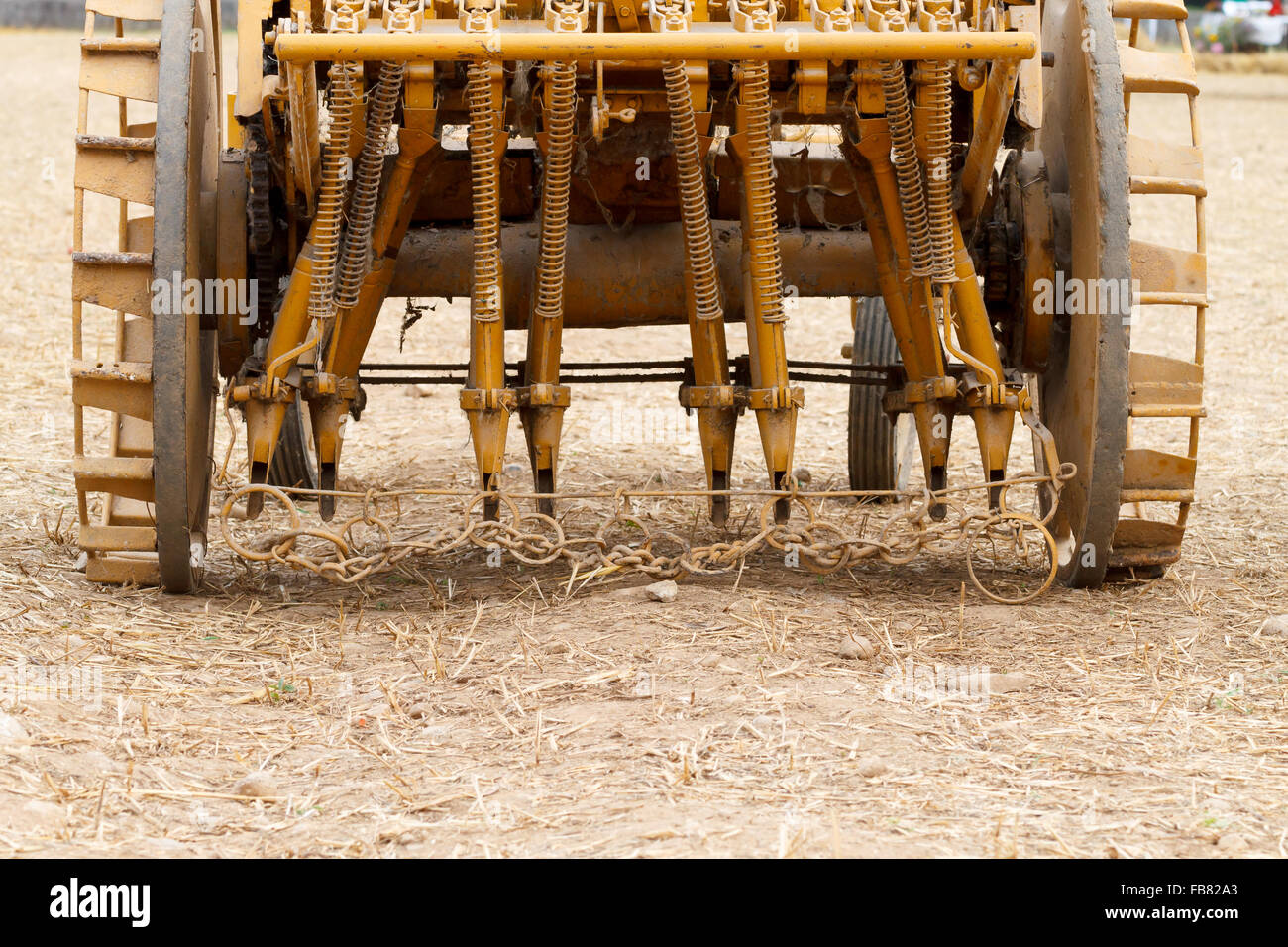 View of the back of an old tractors, vehicle suspension, agricultural ...