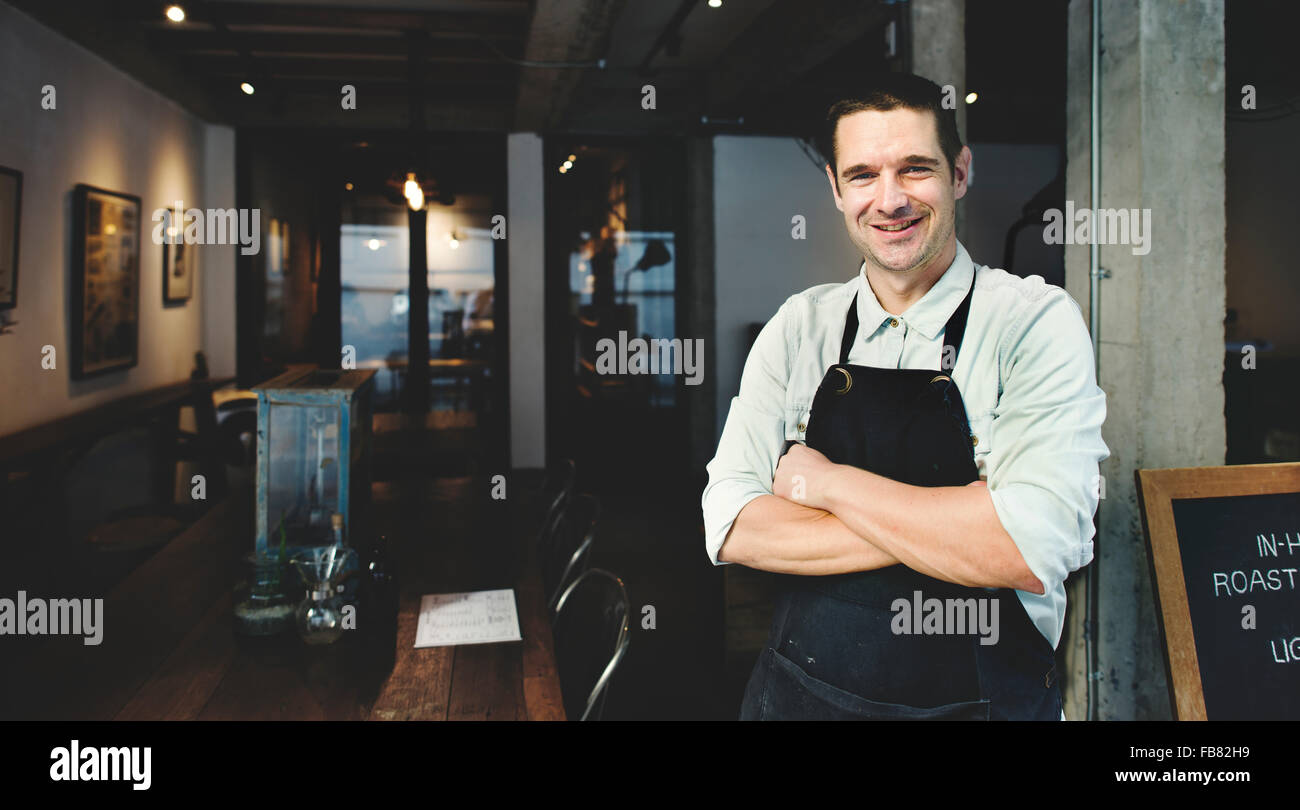 Handsome Barista Coffee Shop Smiling Concept Stock Photo - Alamy