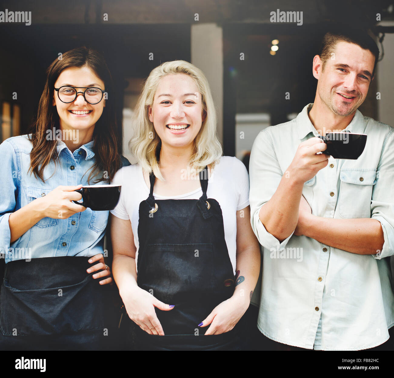 Friends Partnership Barista Coffee Shop Concept Stock Photo - Alamy